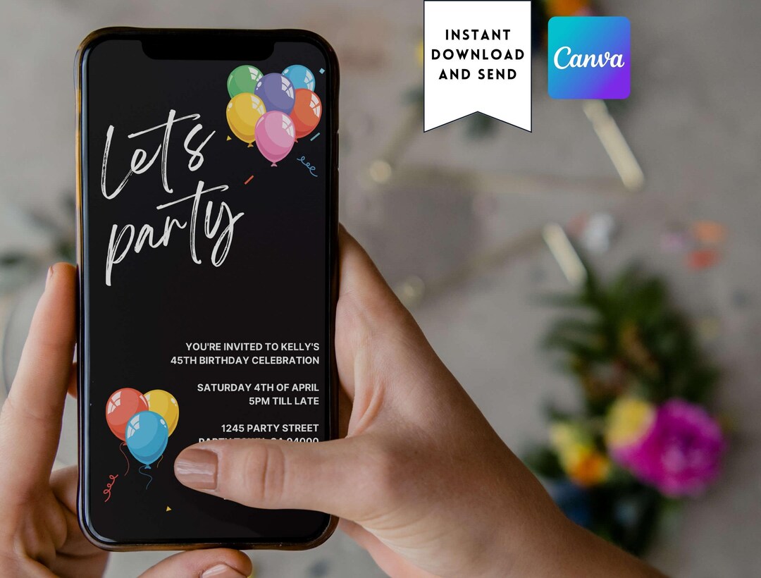 Digital Lets Party Invitation | Editable Online Party Invitation ...