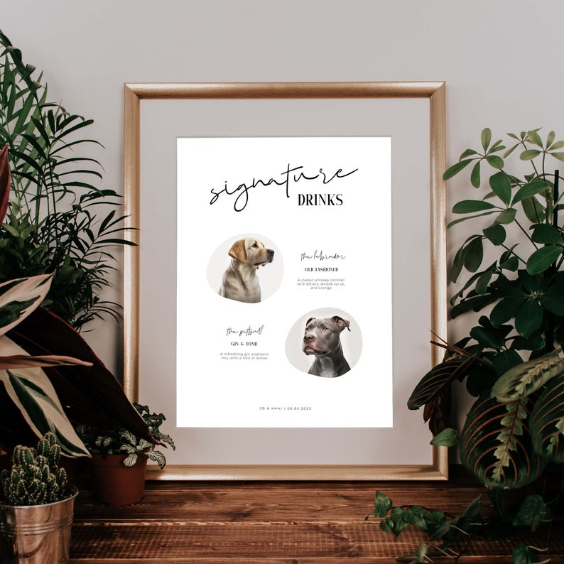 Editable Pet Signature Drink Sign Template | Signature Cocktail Sign ...