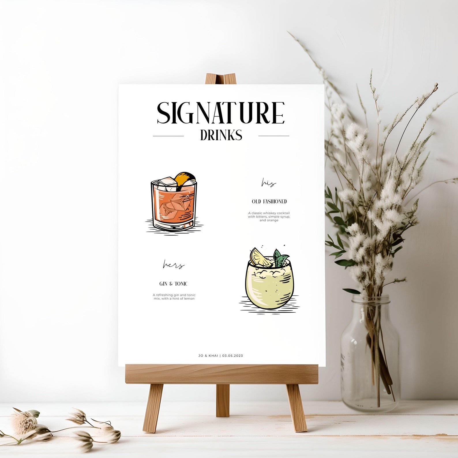 Editable Signature Drink Menu | Bar Menu Sign Template | Signature ...