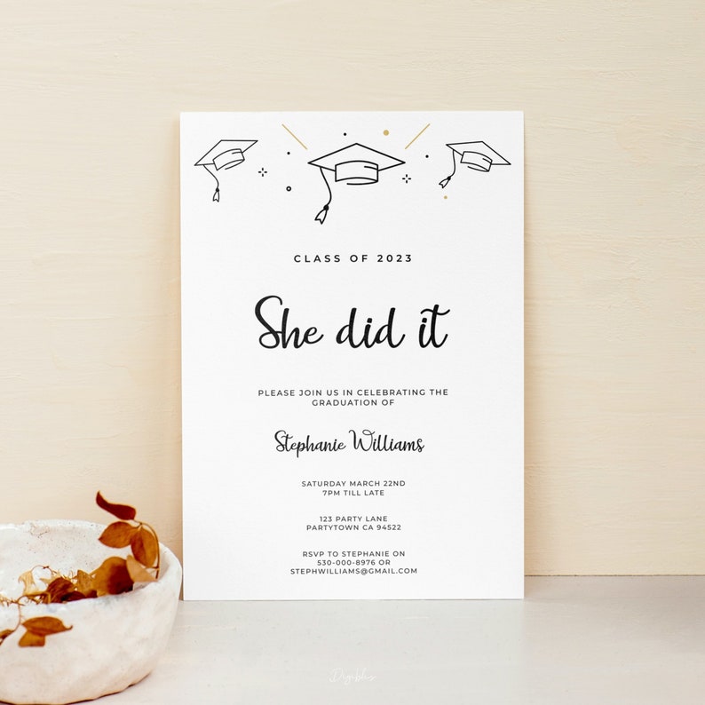 Editable Graduation Party Invitation 2023 Instant Download | She Did It ...