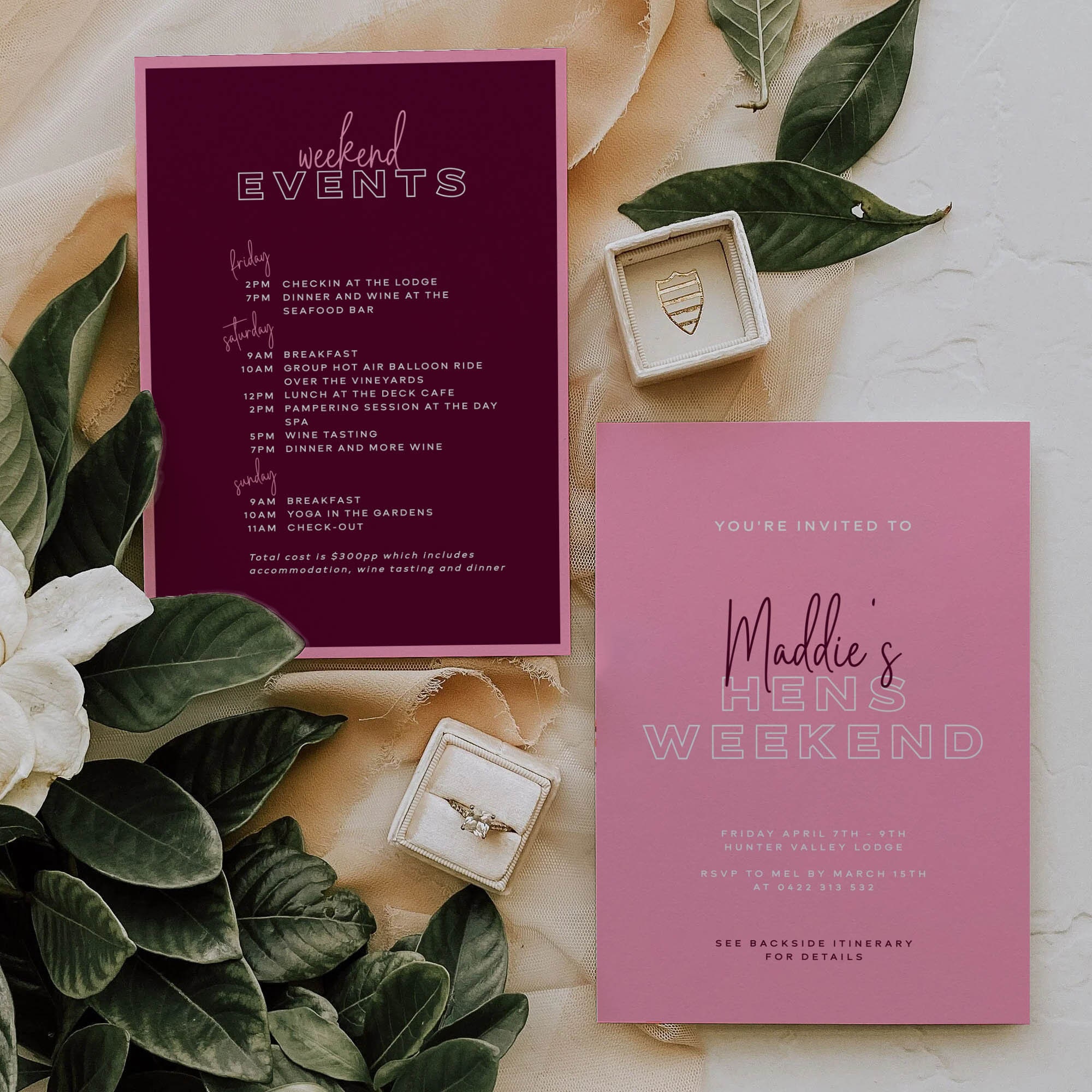 Hens Weekend Invitation Itinerary Editable Template | Red Bachelorette ...