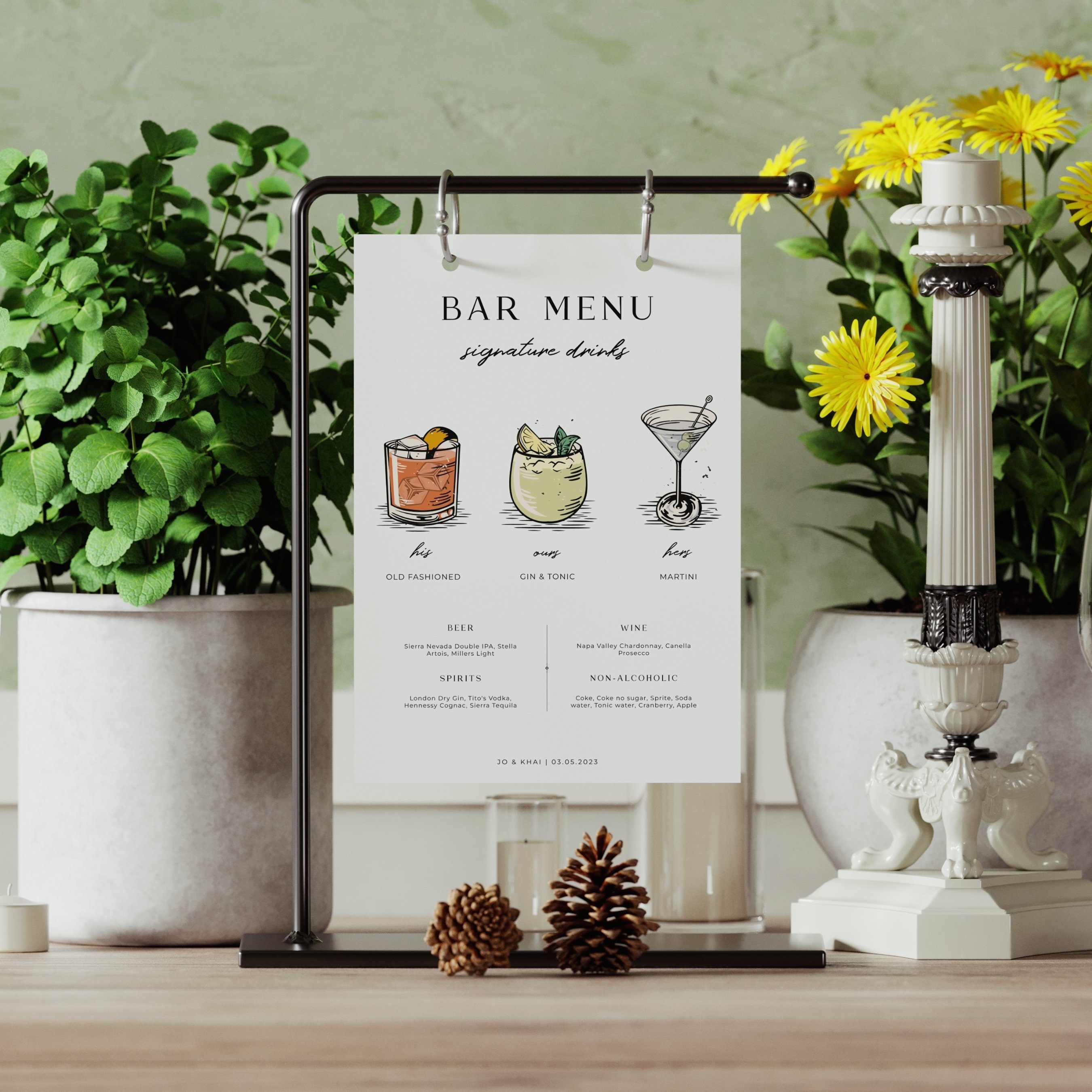 Customizable Bar Menu Sign Template for Weddings Elegant & Personalized ...