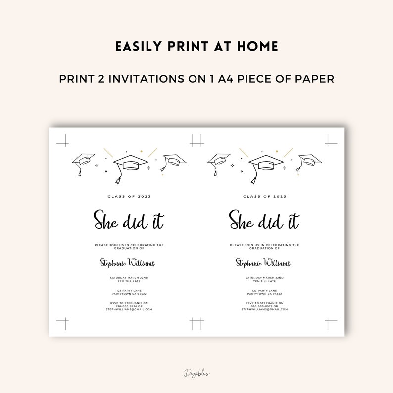 Editable Graduation Party Invitation 2023 Instant Download | She Did It ...