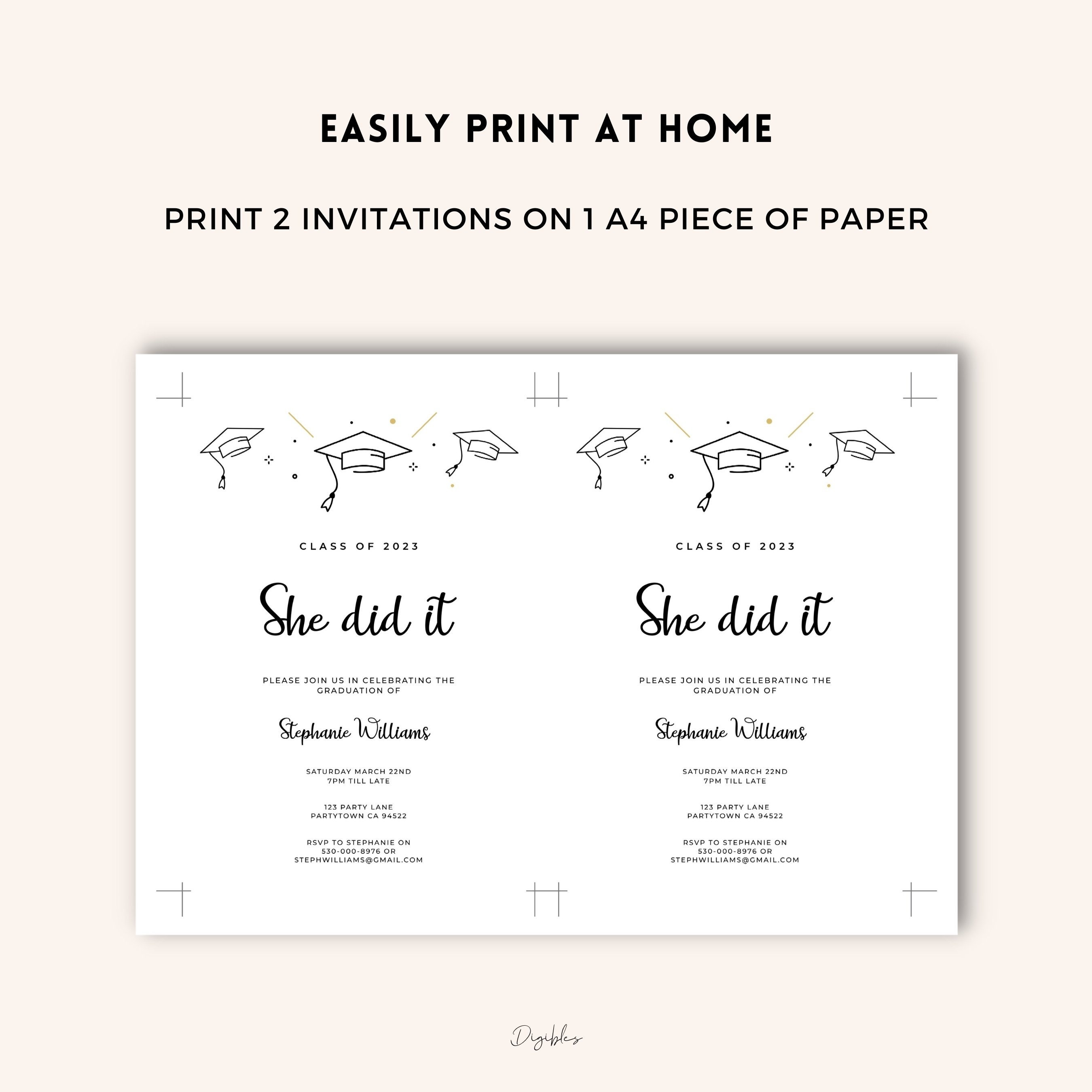 Editable Graduation Party Invitation 2023 Instant Download | She Did It ...