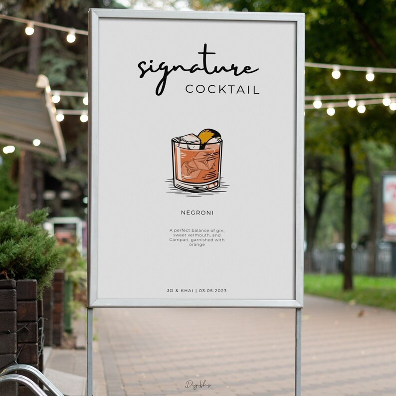 Editable Signature Cocktail Sign Template Printable Signature Drink ...