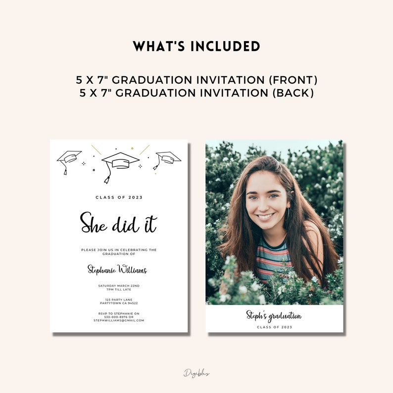 Editable Graduation Party Invitation 2023 Instant Download | She Did It ...