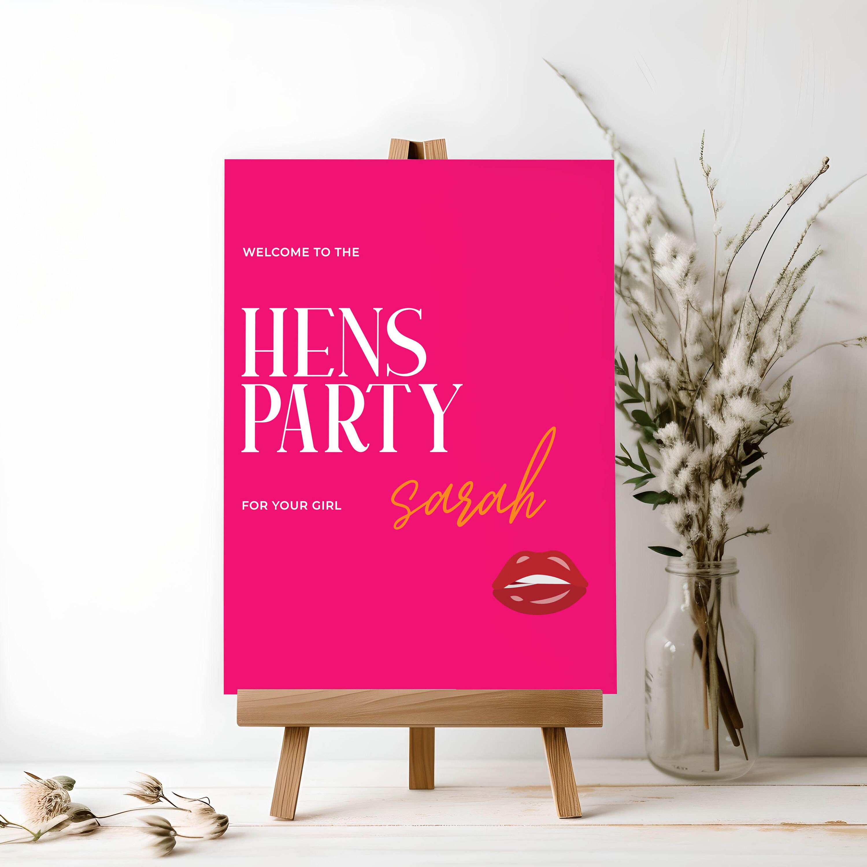Editable Hen Party Welcome Sign in Pink | Hen Party/bridal Shower ...
