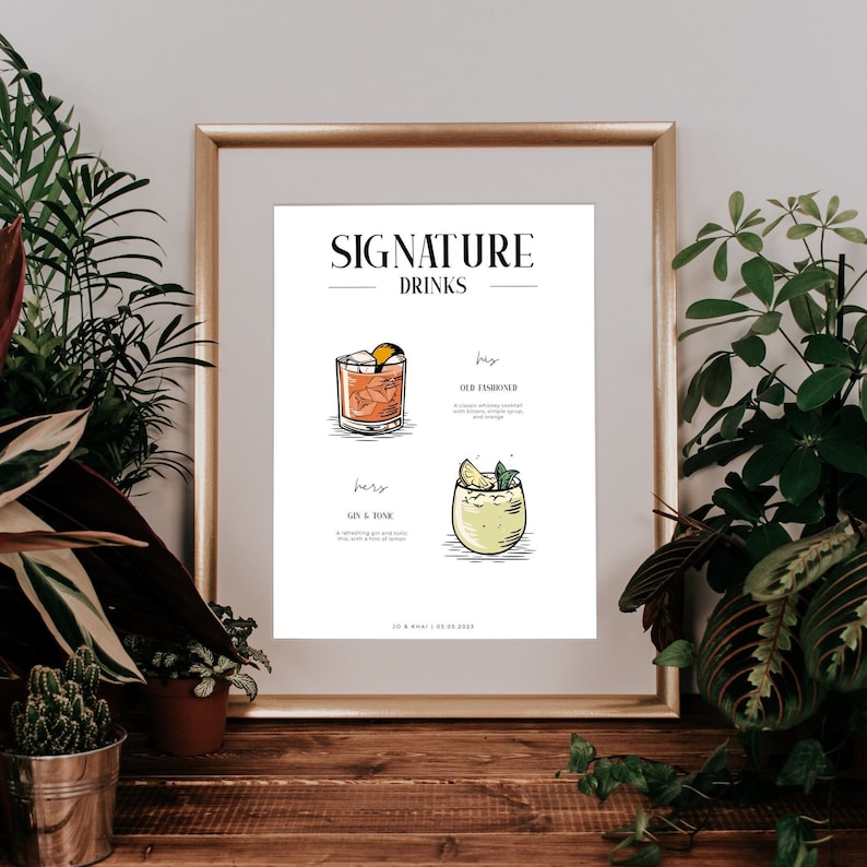 Editable Signature Drink Menu | Bar Menu Sign Template | Signature ...