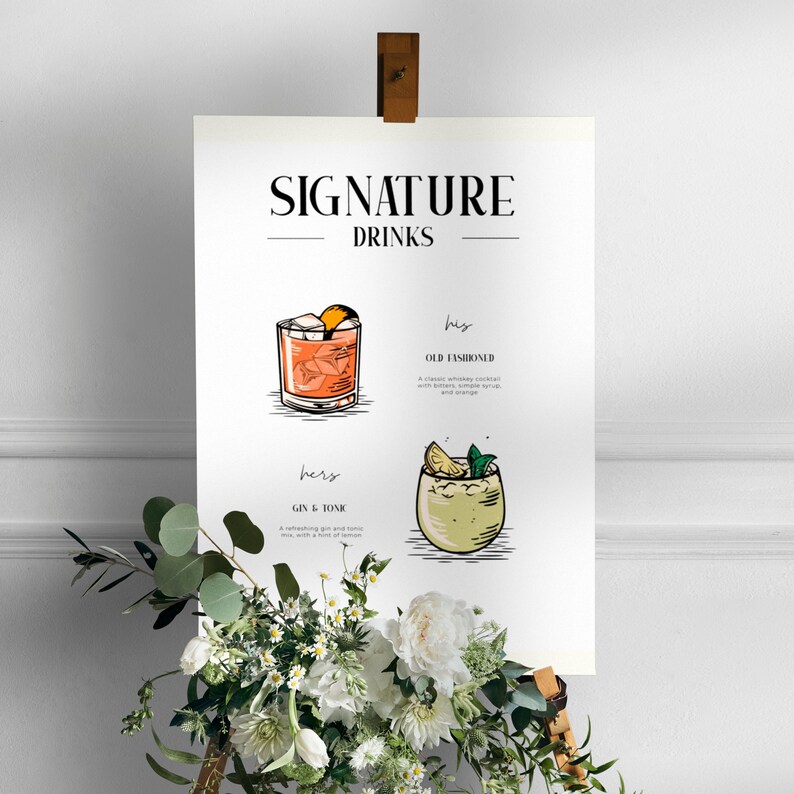 Editable Signature Drink Menu Bar Menu Sign Template - Etsy Australia