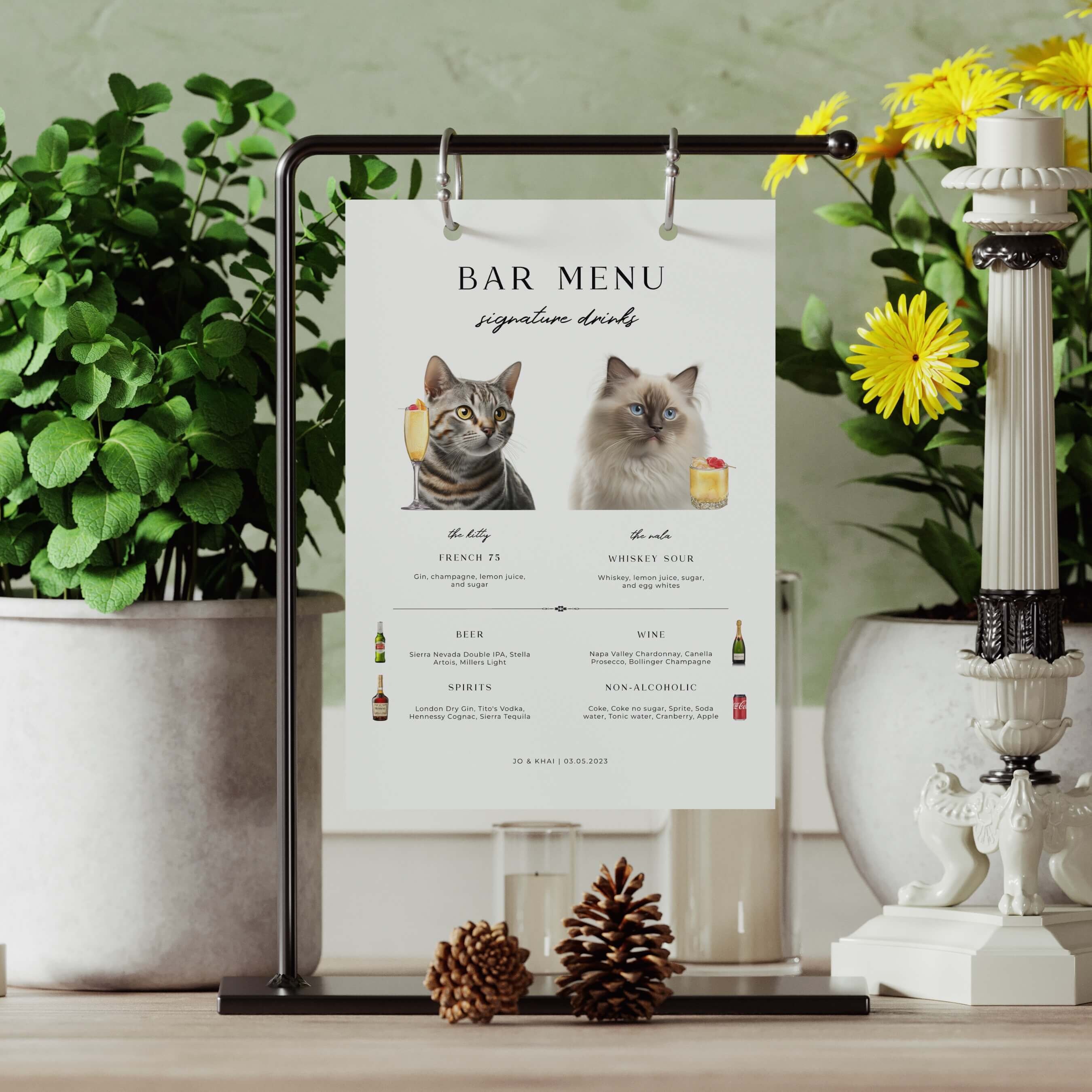 Editable Cat Bar Menu Sign for Wedding Cat Wedding Bar Menu - Etsy