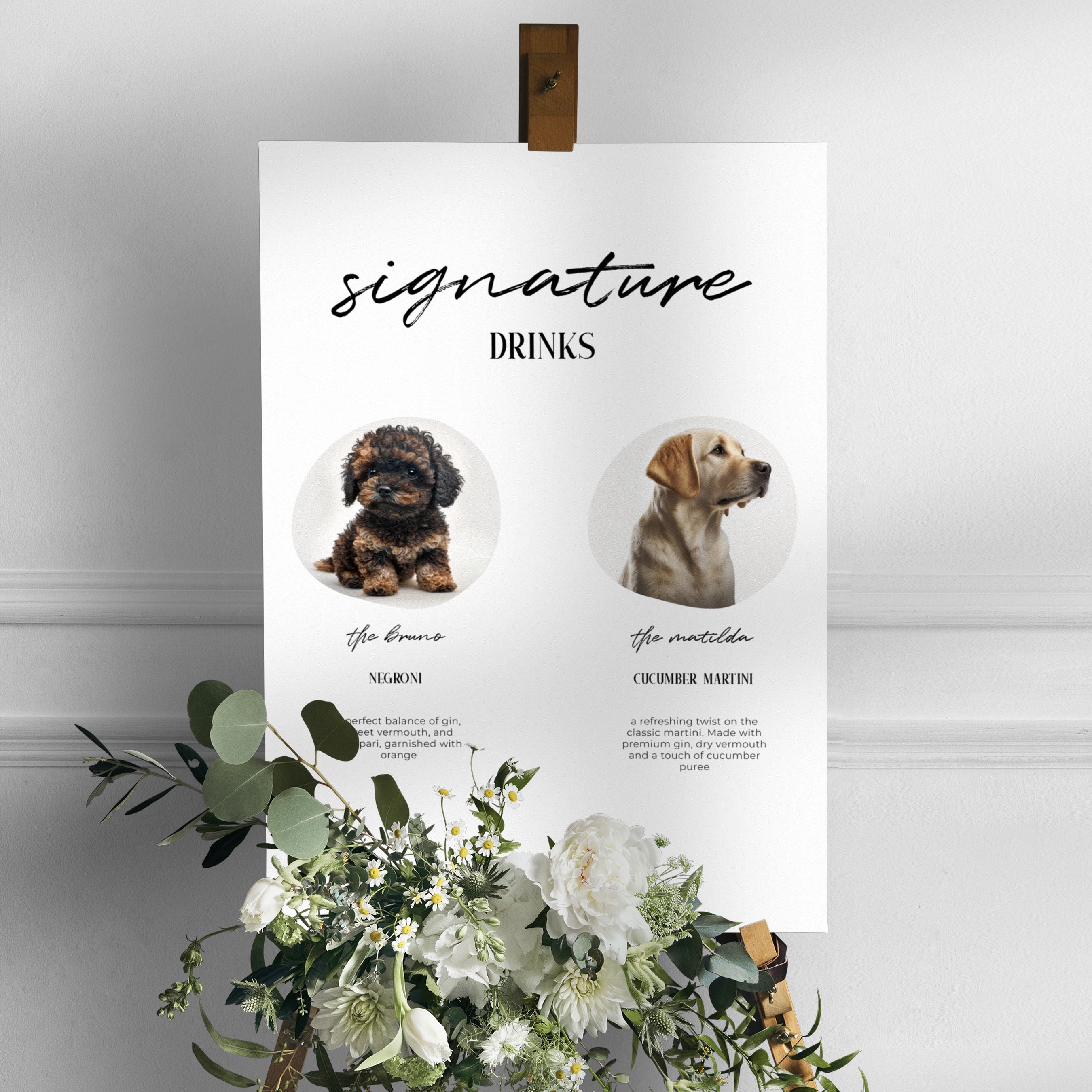 Editable Dog Signature Drink Sign Wedding Template Pet Bar Menu Sign ...