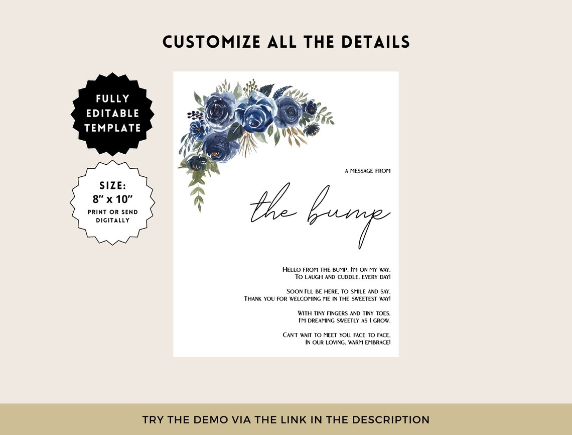 A Message From the Bump Baby Shower Sign | Message From Baby | Floral ...