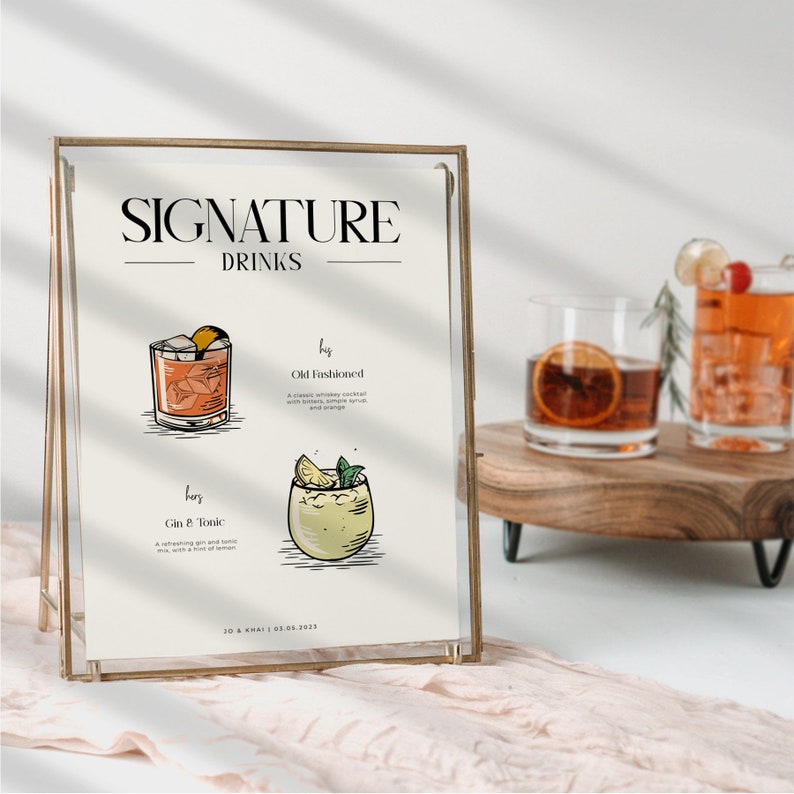 Editable Signature Drink Menu | Bar Menu Template | Signature Drinks ...