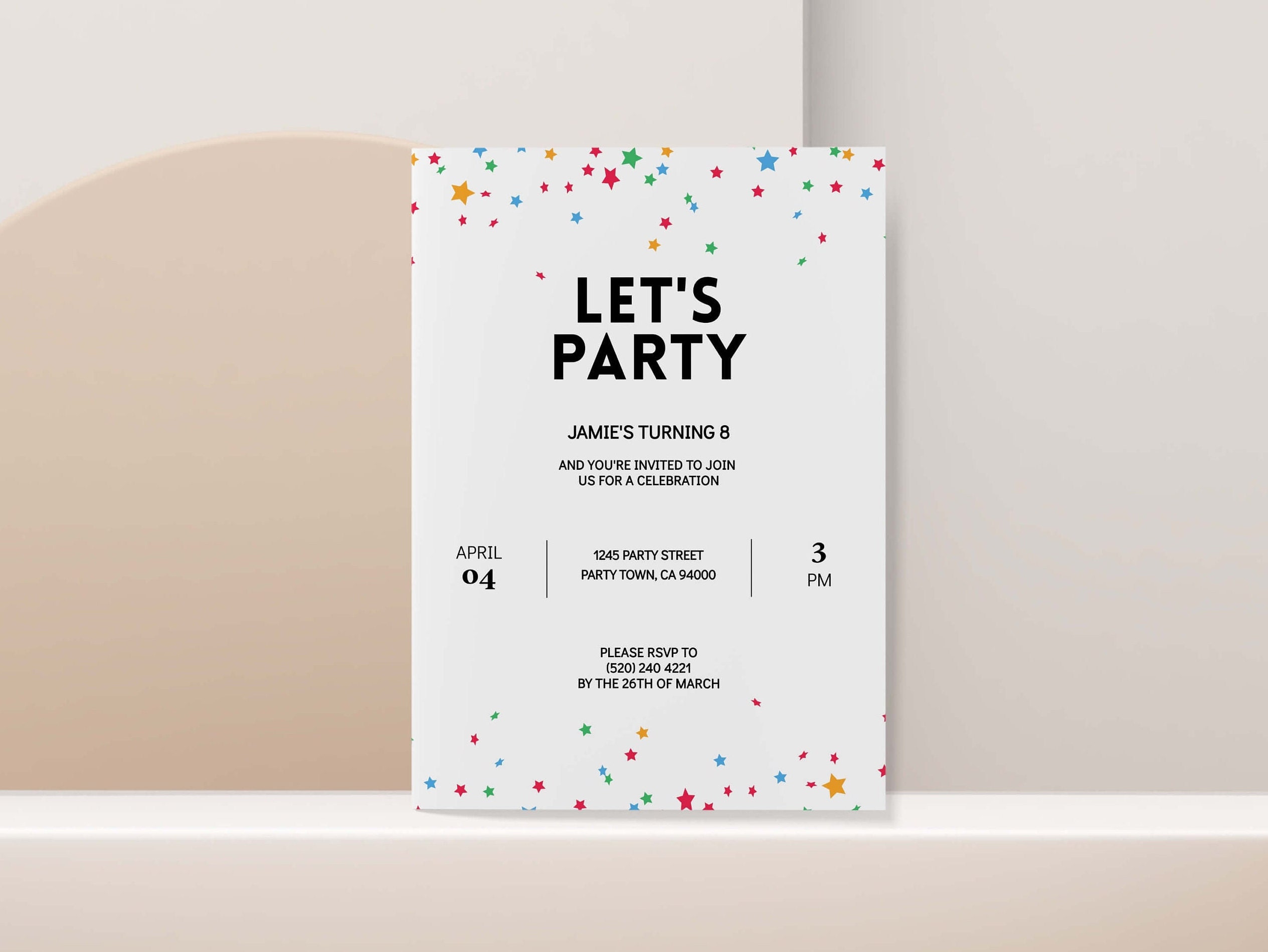 Editable Confetti Party Invitation Template | Colorful Let's Party ...