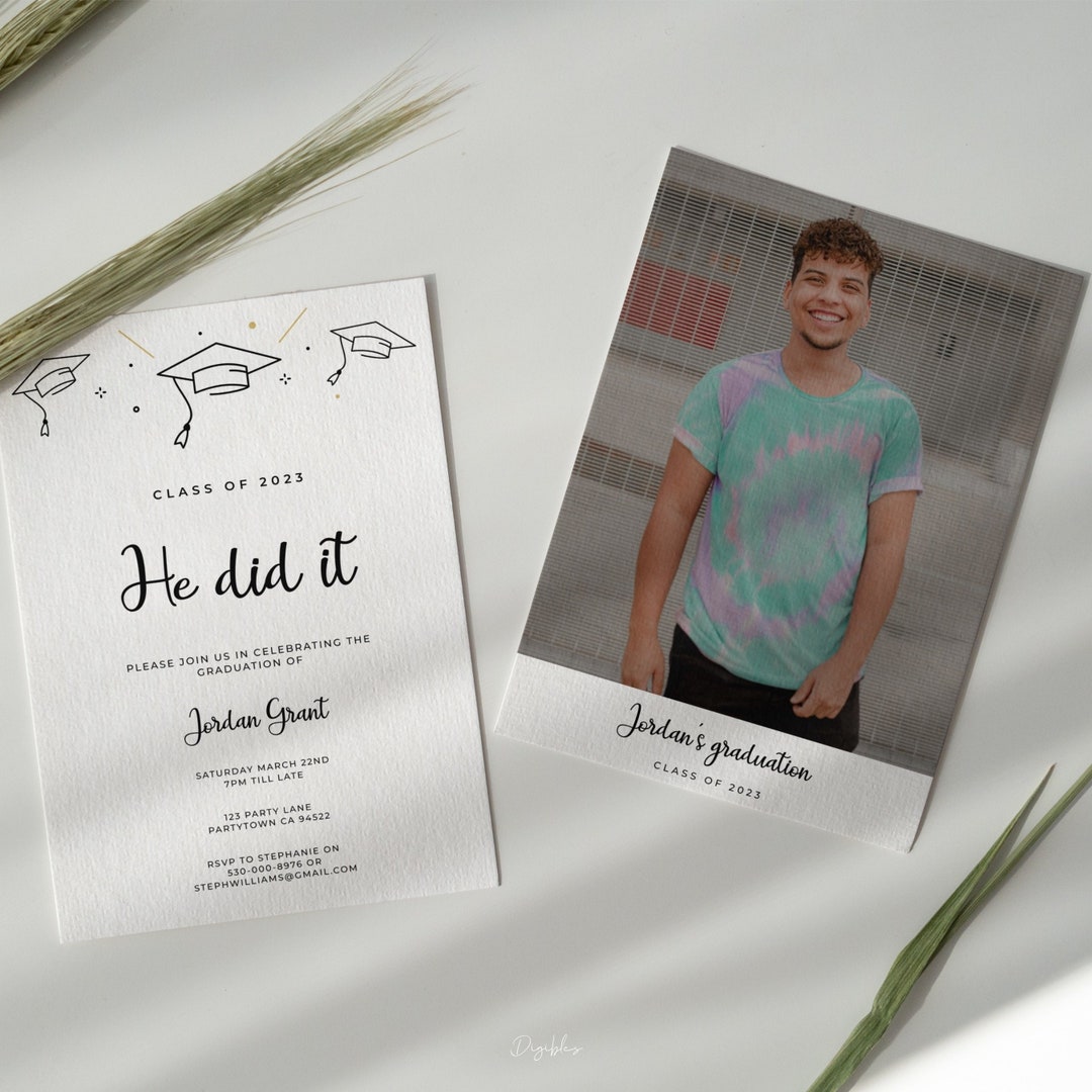 He Did It Graduation Party Invitation 2023 Template Editable Graduation ...