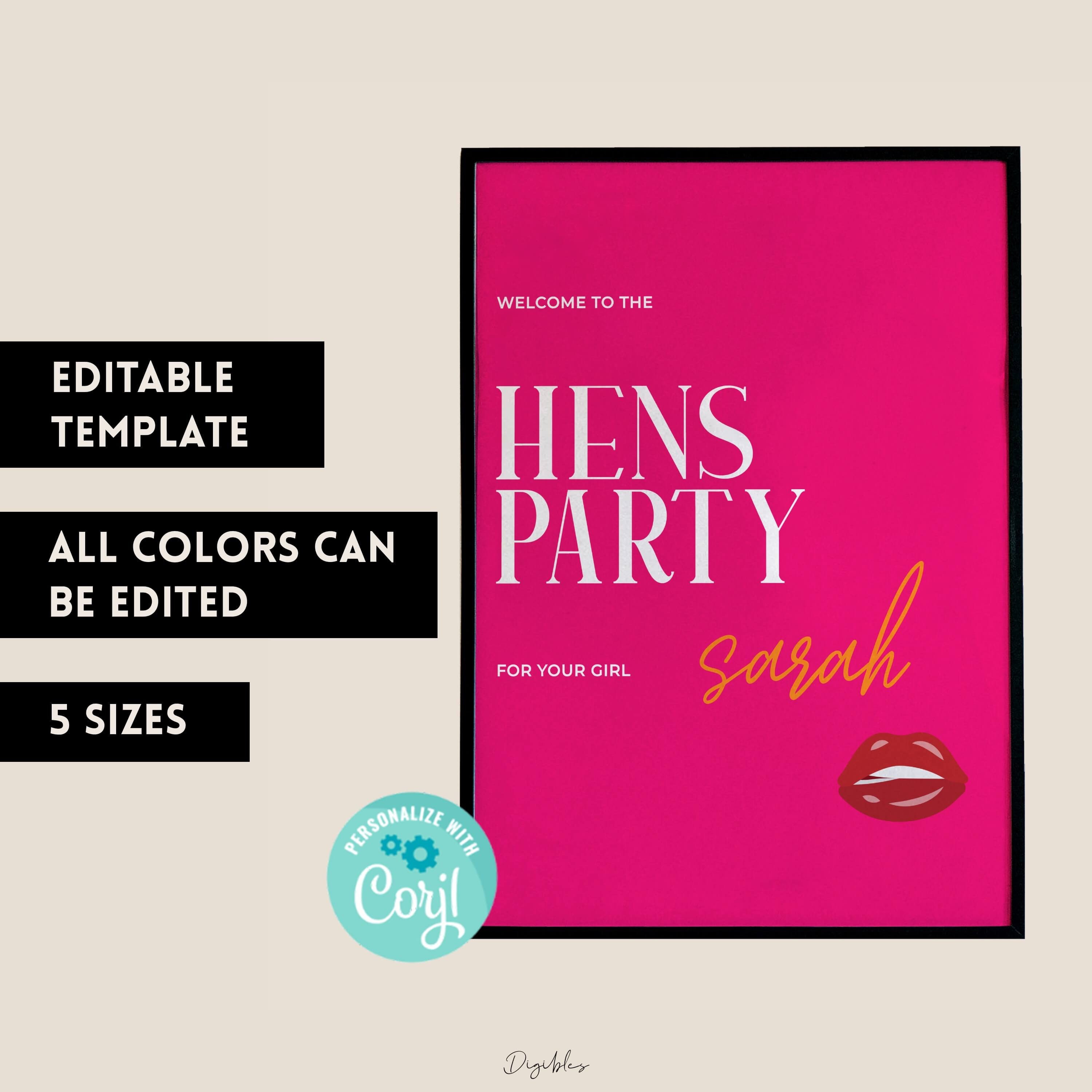 Editable Hen Party Welcome Sign in Pink | Hen Party/bridal Shower ...