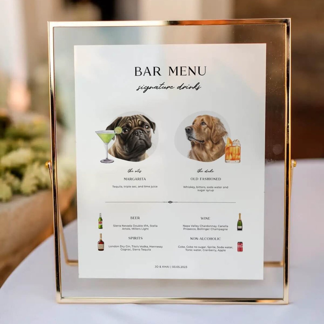 Editable Dog Bar Menu Sign for Wedding Dog Wedding Bar Menu Template ...