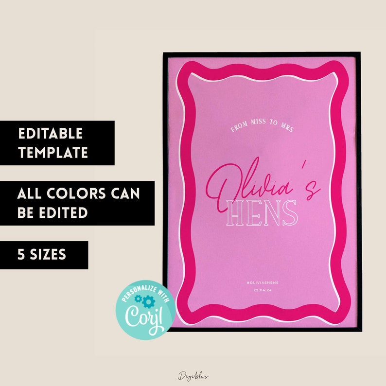 Hen Party Welcome Sign in Retro Colors Editable Wavy Hens/bachelorette ...