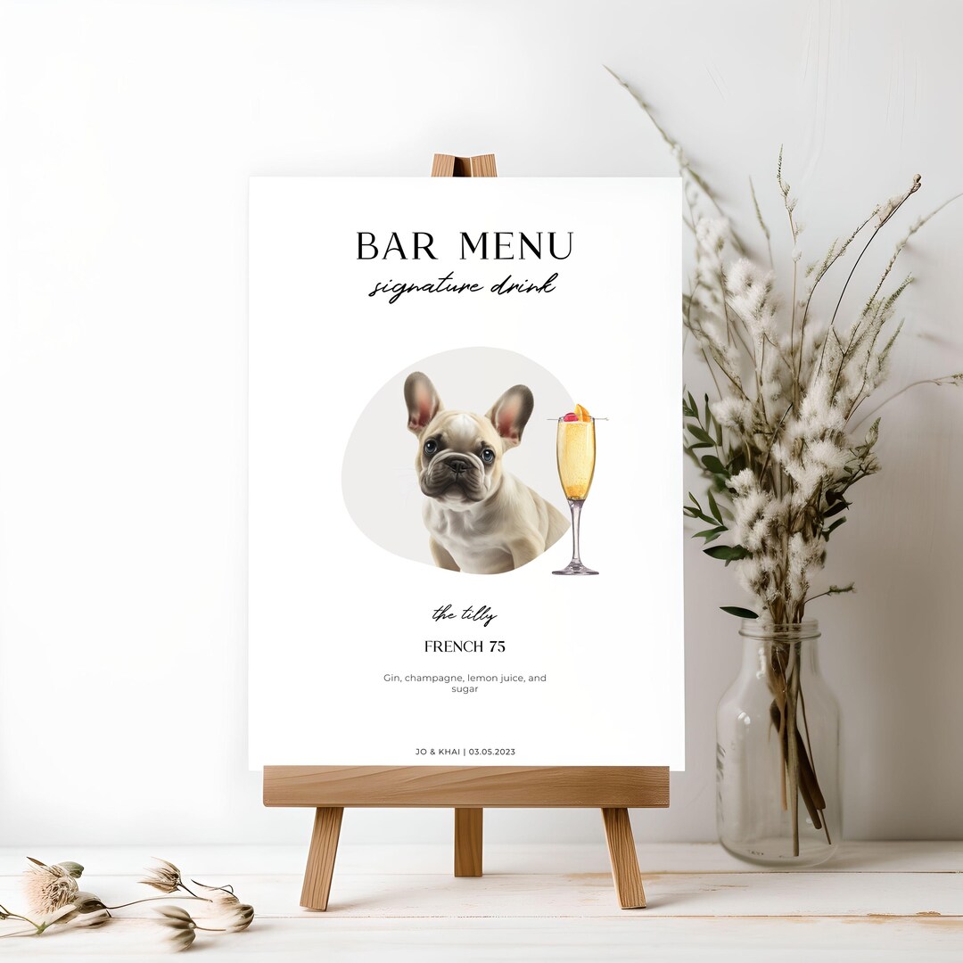 Editable Dog Bar Sign Wedding | Dog Bar Menu Sign Template | Wedding ...