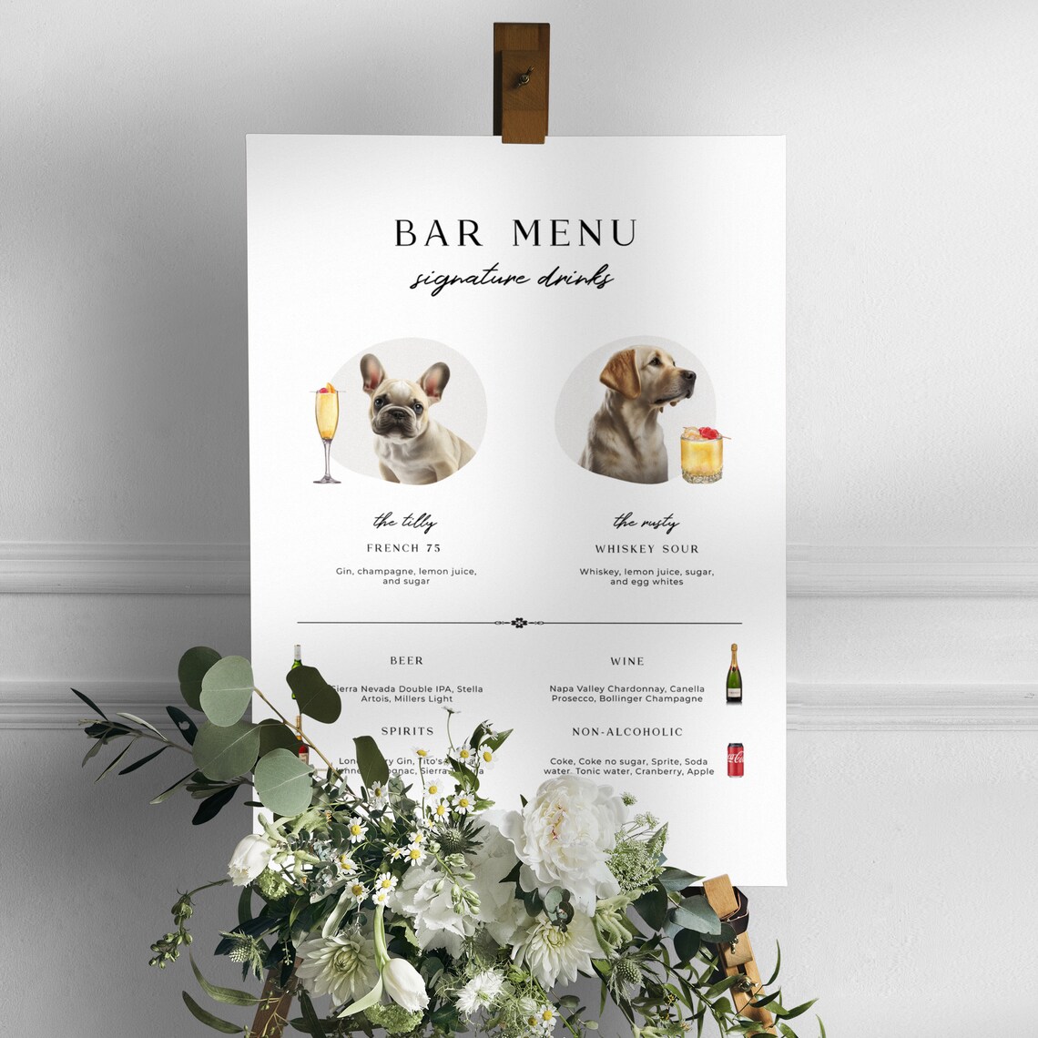 Editable Dog Bar Menu Sign for Wedding Dog Wedding Bar Menu - Etsy