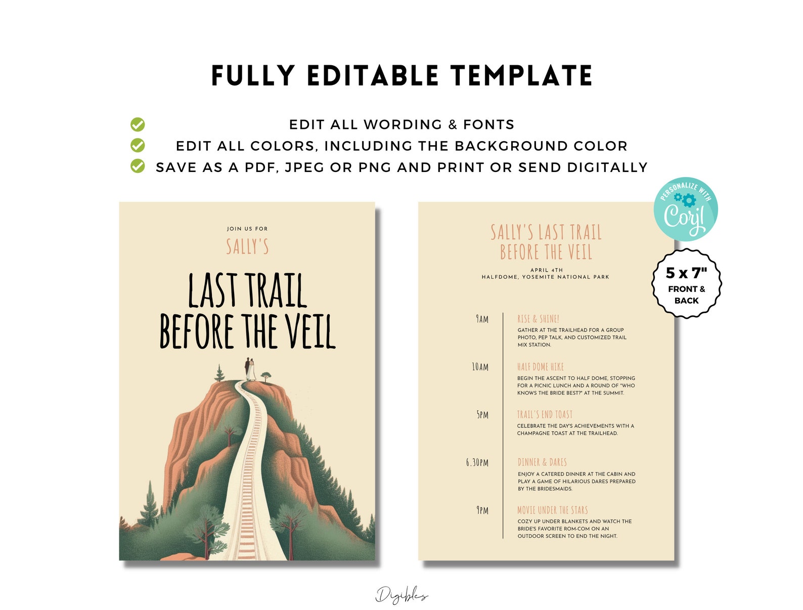 Last Trail Before the Veil Invitation Template | Bachelorette Invite ...
