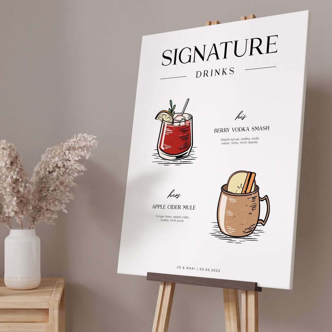 Editable Signature Drink Sign | Bar Menu Sign Template | Signature ...