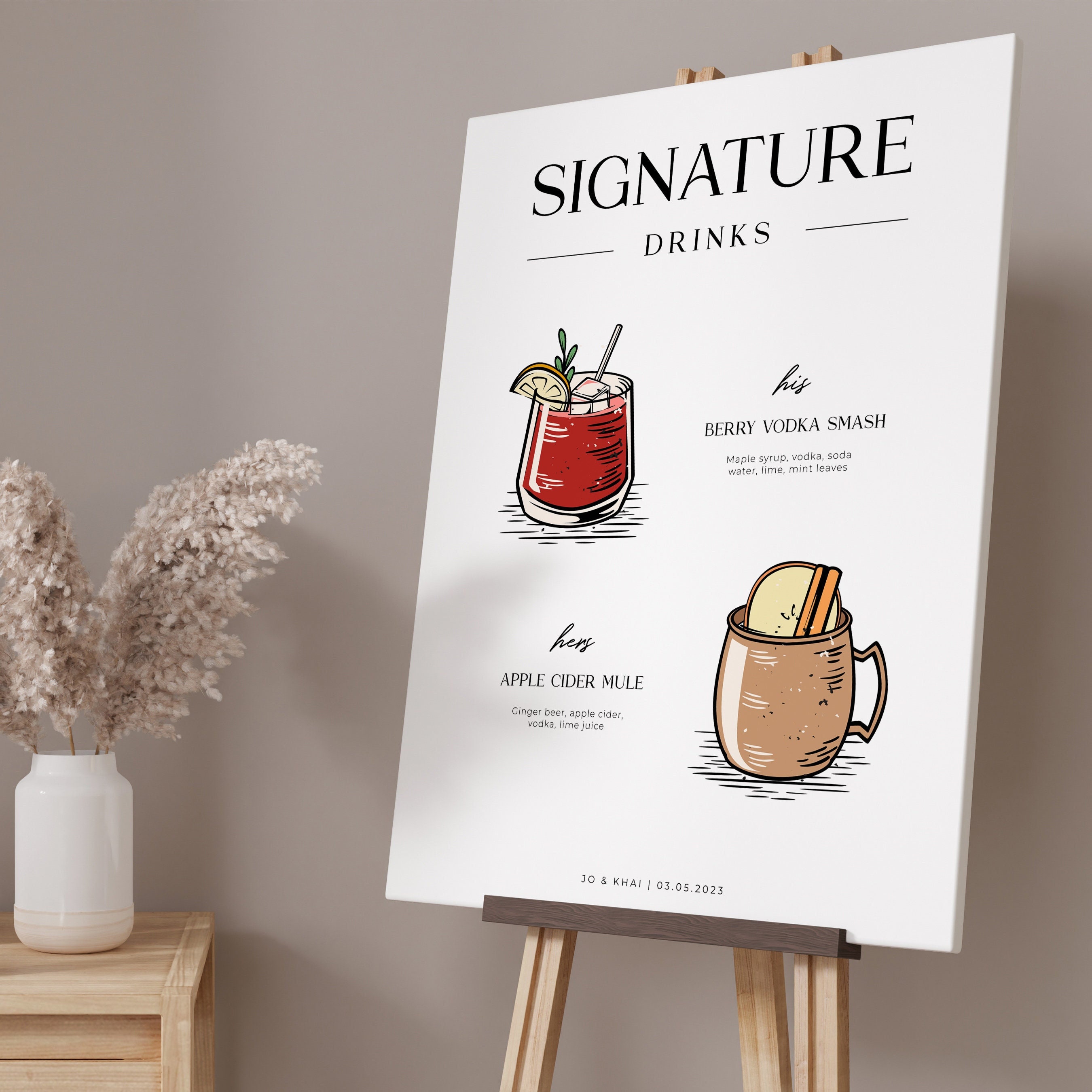 Editable Signature Drink Sign | Bar Menu Sign Template | Signature ...
