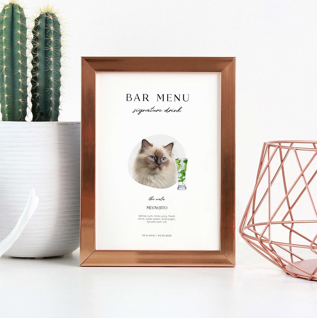 Editable Cat Signature Drink Sign for Wedding | Cat Wedding Bar Menu ...