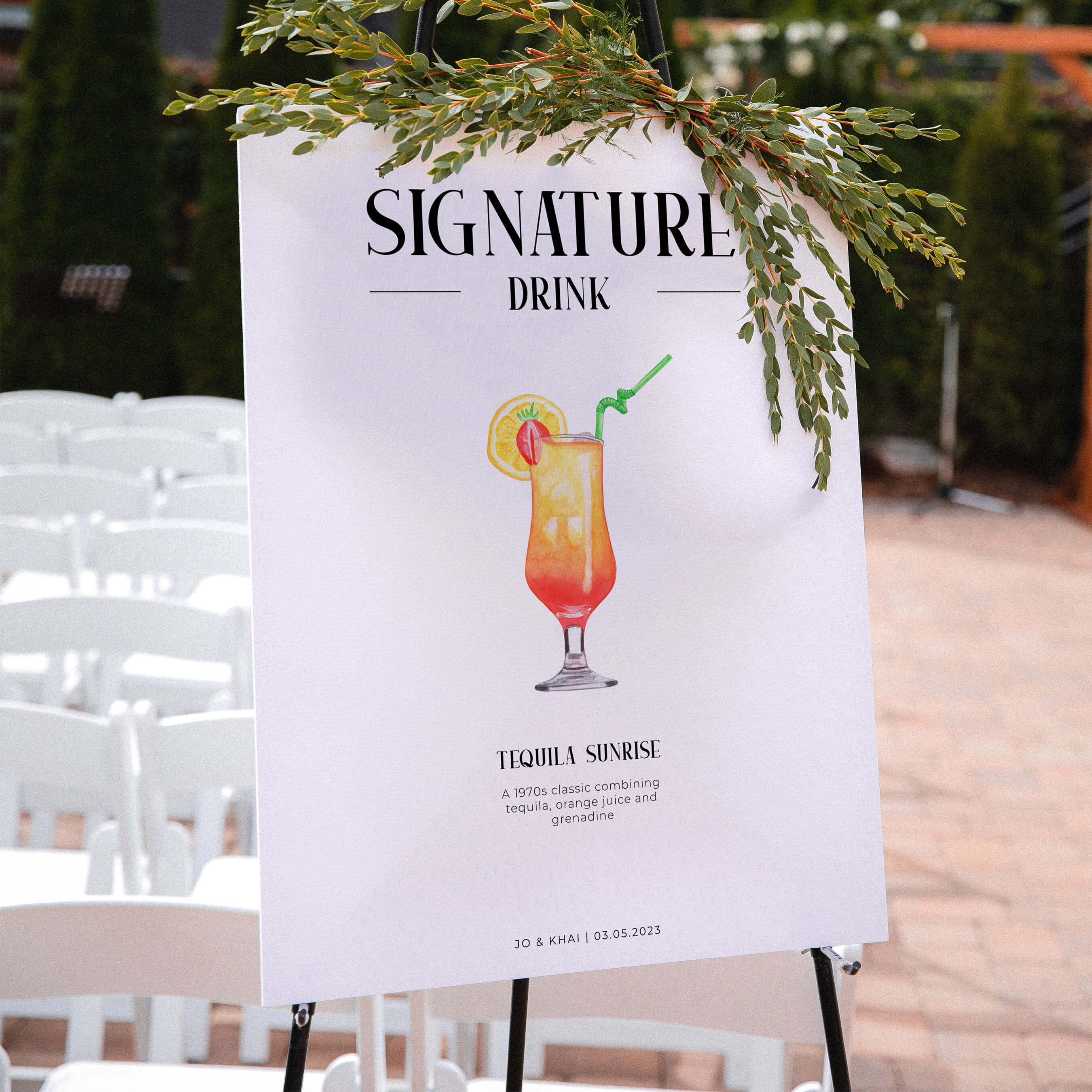 Signature Drink Bar Menu Sign Template for Wedding | Editable Signature ...