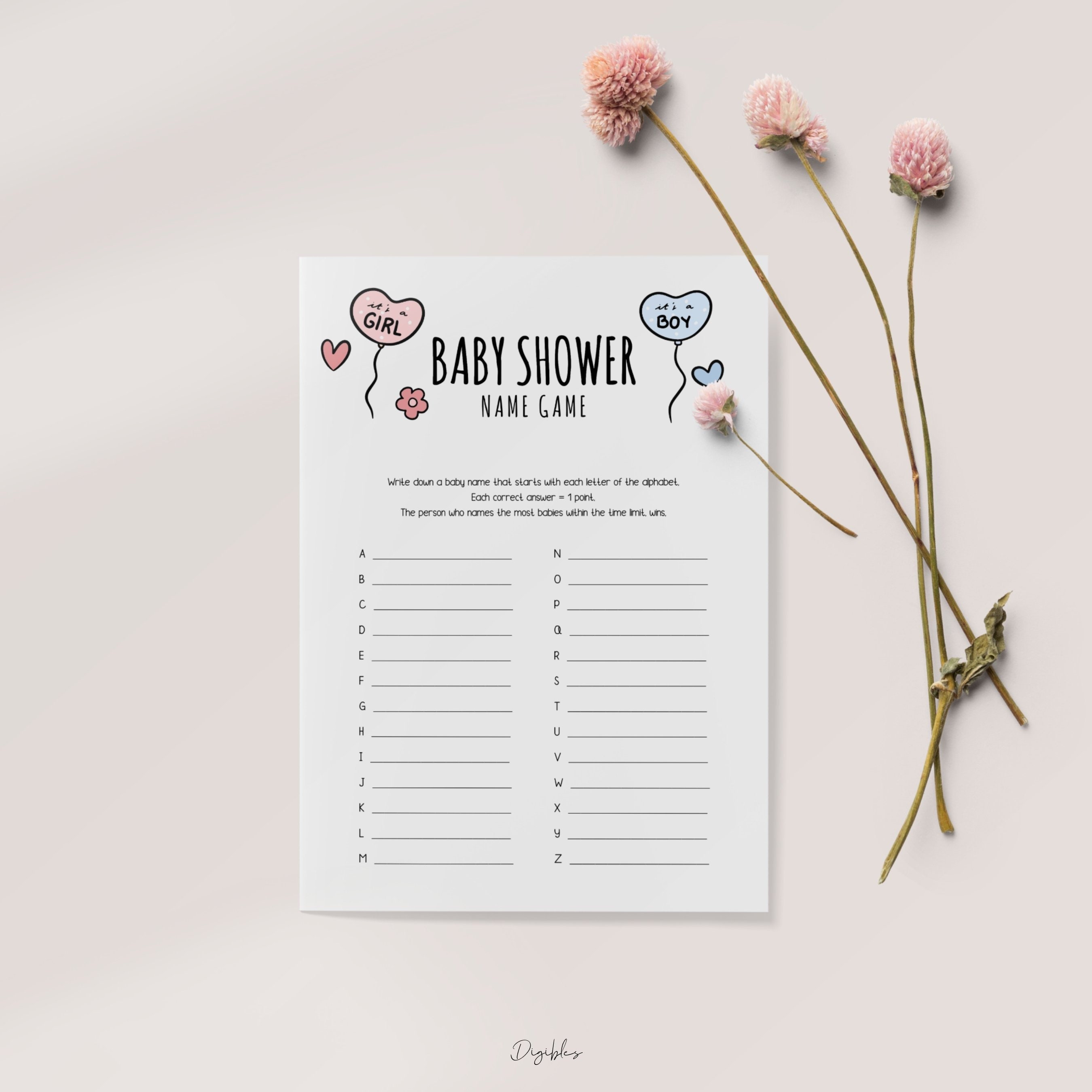 Baby Shower Name Game Printable | Baby Shower Template | Printable Name ...