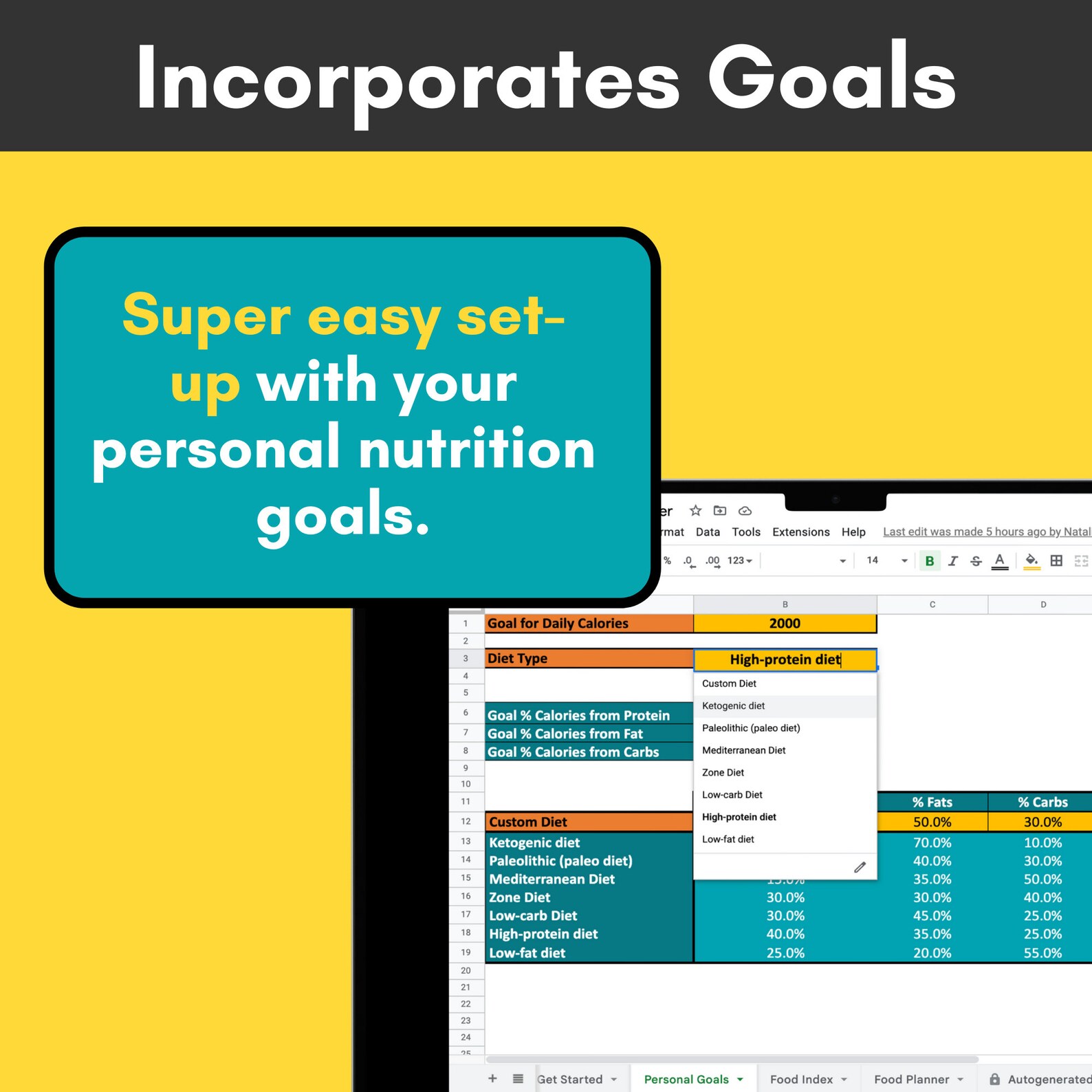 Smart Meal Planner & Macro Tracker (google Sheets) – With Personalized ...