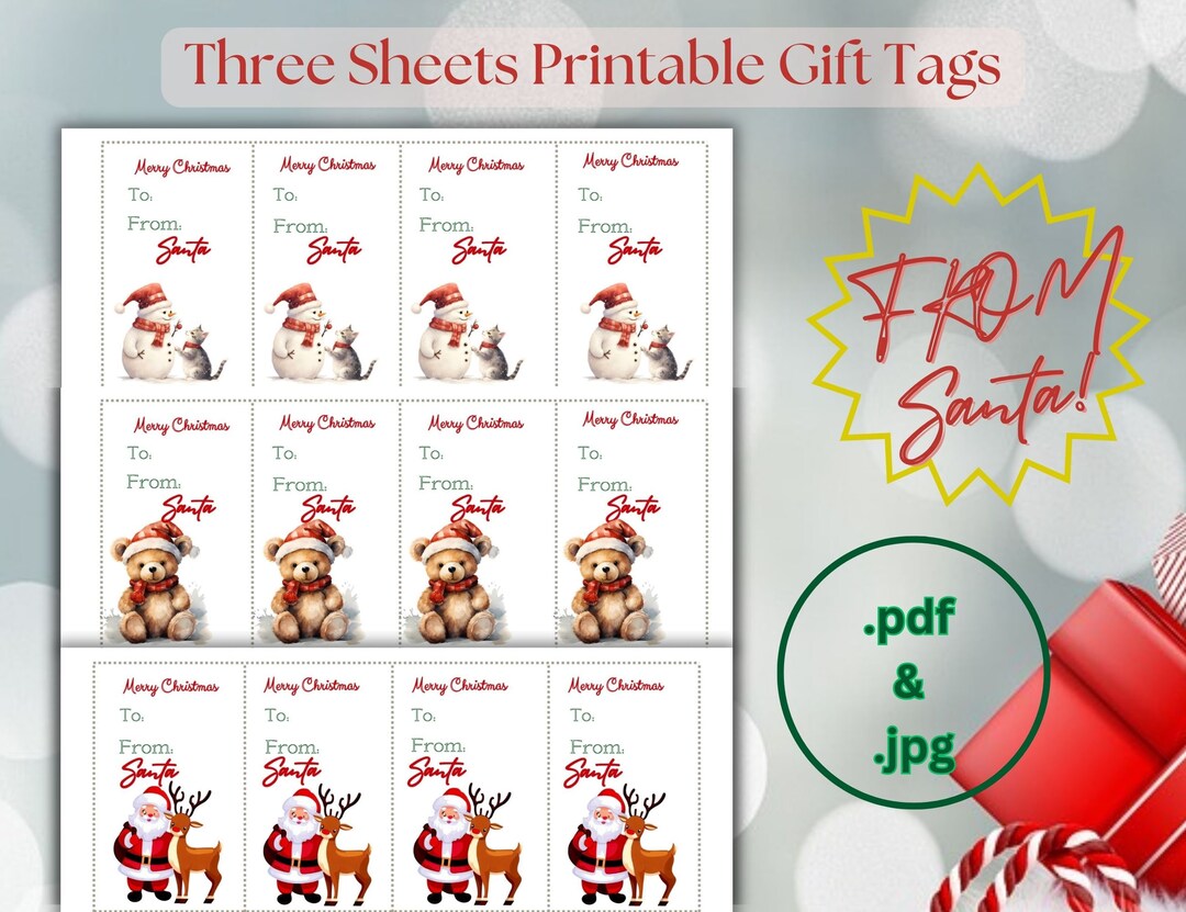From Santa Printable Gift Tag/sticker, From Santa Gift Tag Christmas ...