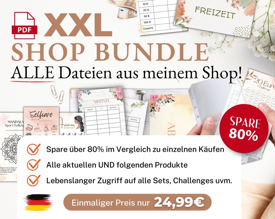 XXL Shop Bundle PDF Download | Alle Dashboards, Budget Sheets ...