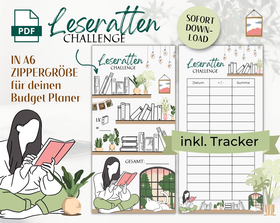 Bookworms Savings Challenge PDF Download Budget Planner Challenge ...