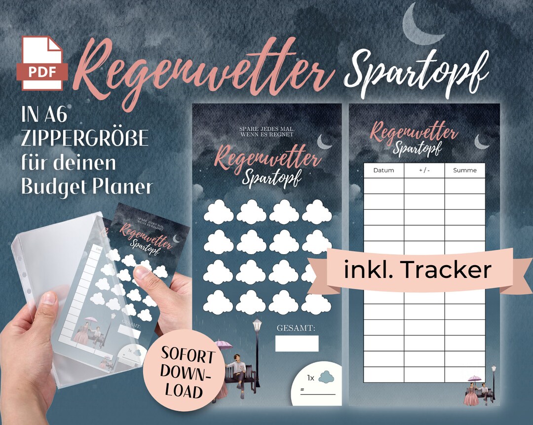 Rainy Weather Savings Challenge PDF Download | Budget Planner Challenge ...