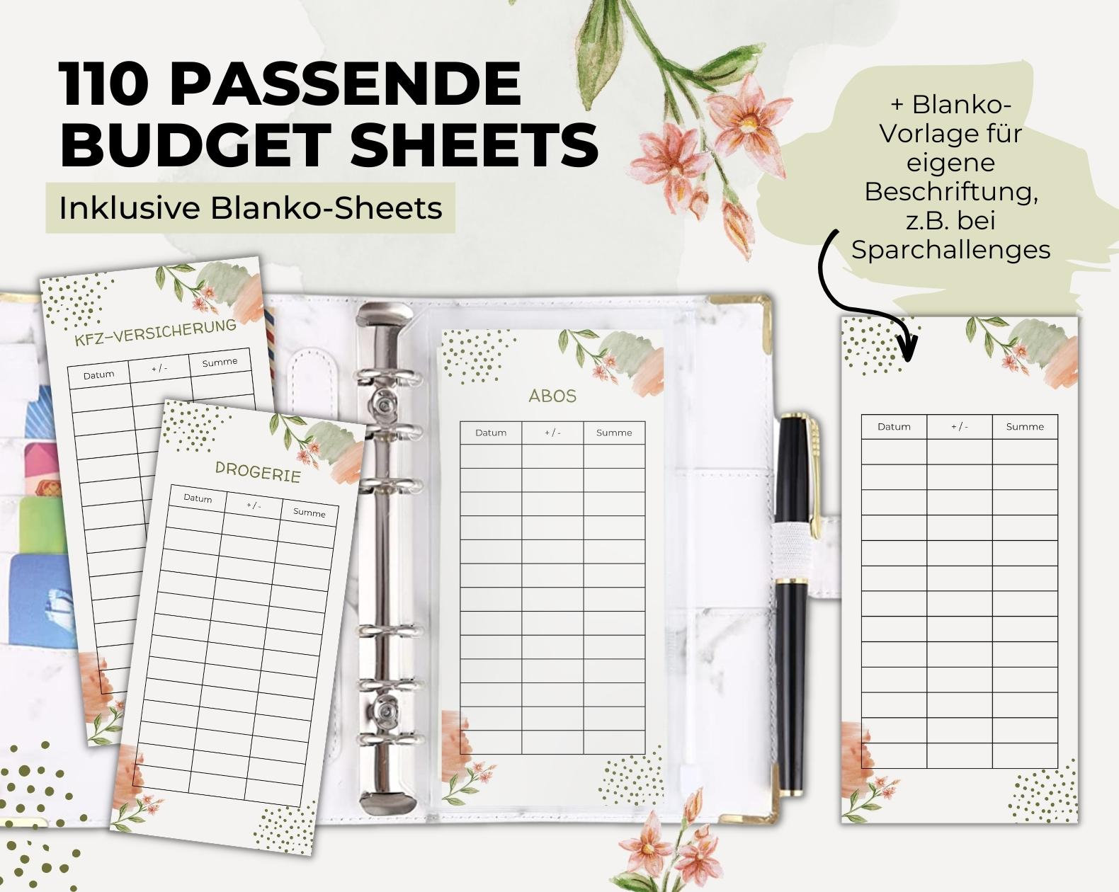 Budget Planer XXL Starter Set PDF Download | 110 Deckblätter + Budget Sheets, Sparchallenges ...