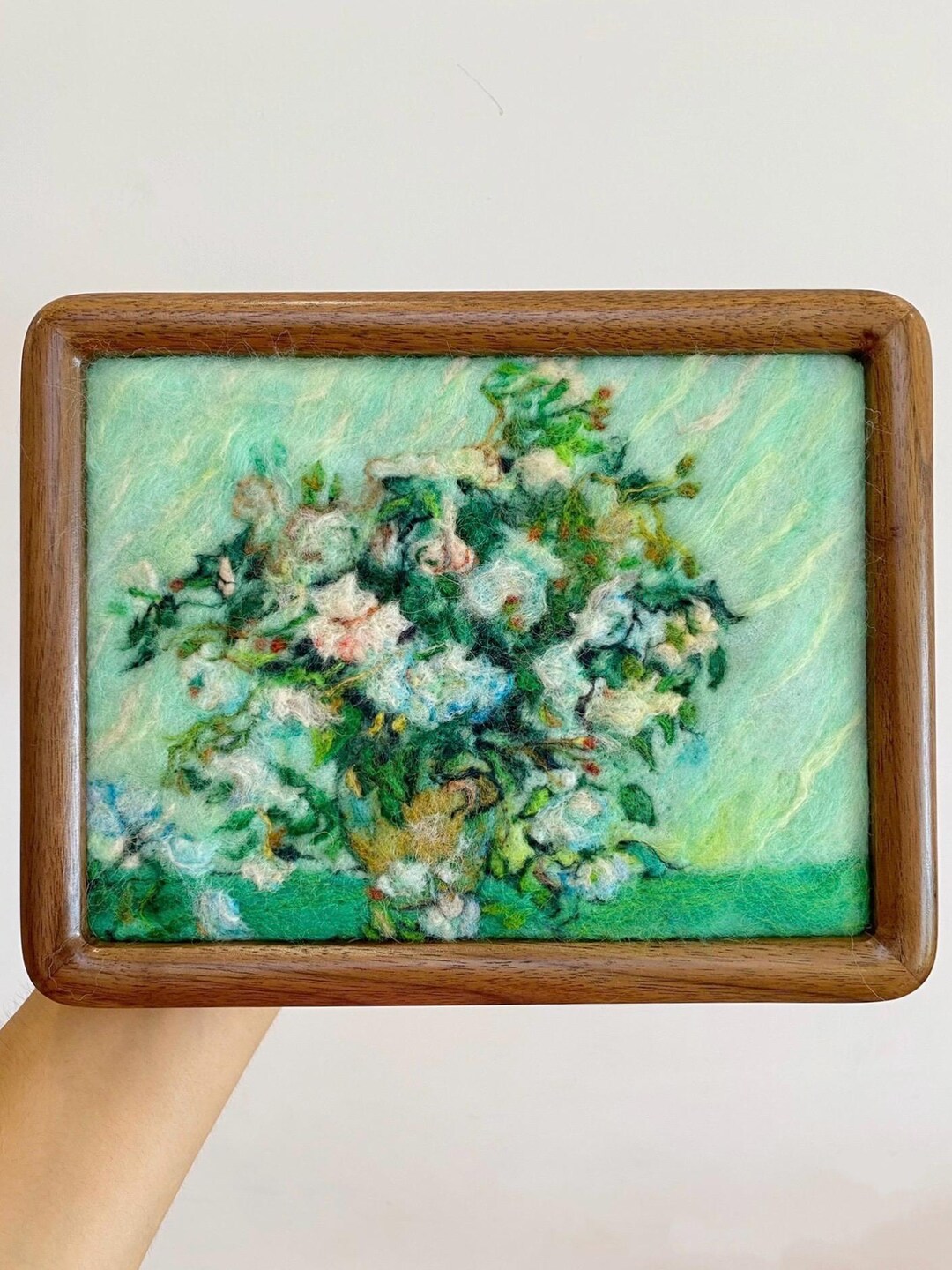 Framed Hand-felted Roses by Vincent Van Gogh Felt Painting Needle ...