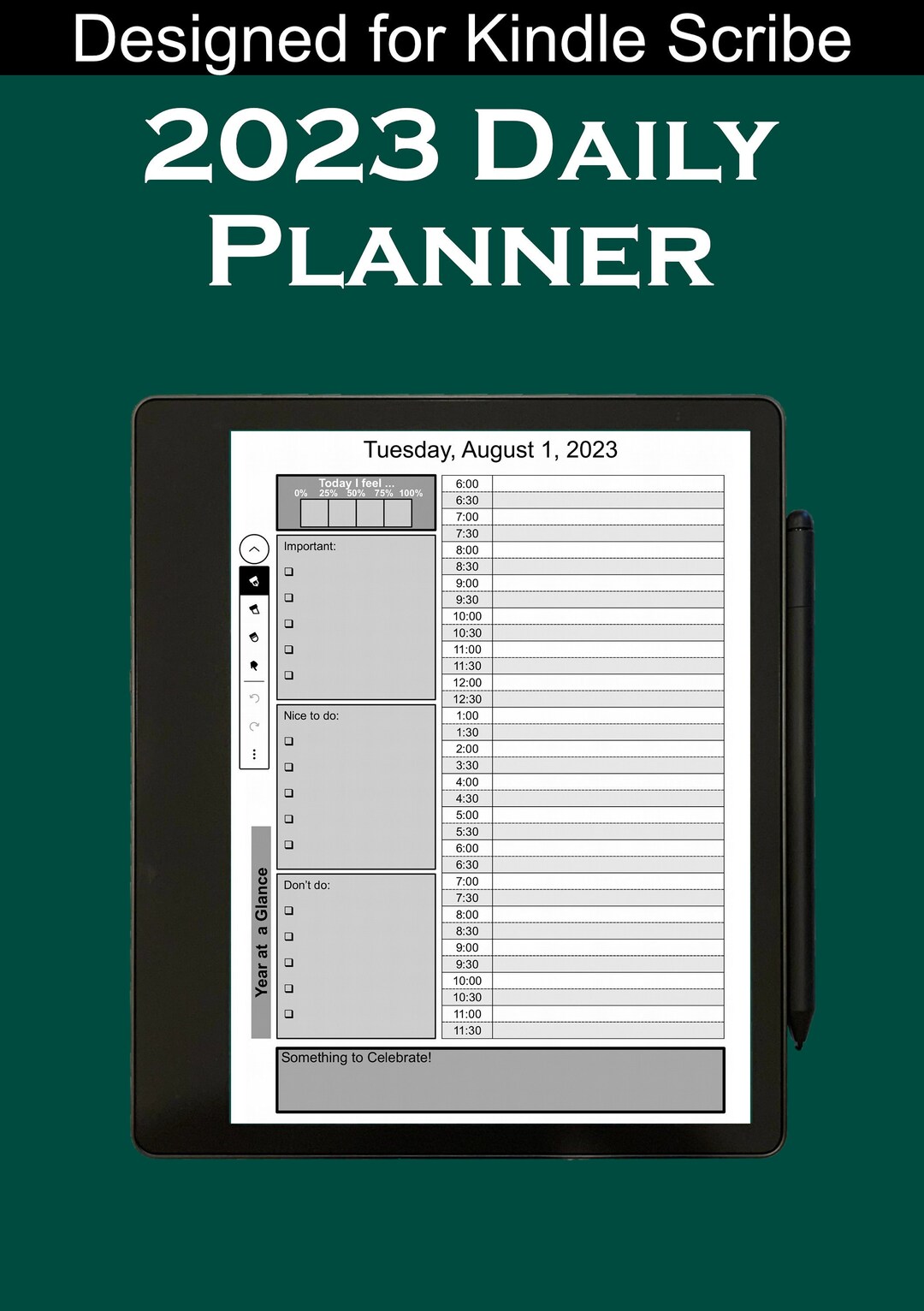 2023 Daily Planner - Digital PDF Planner for Kindle Scribe - Etsy