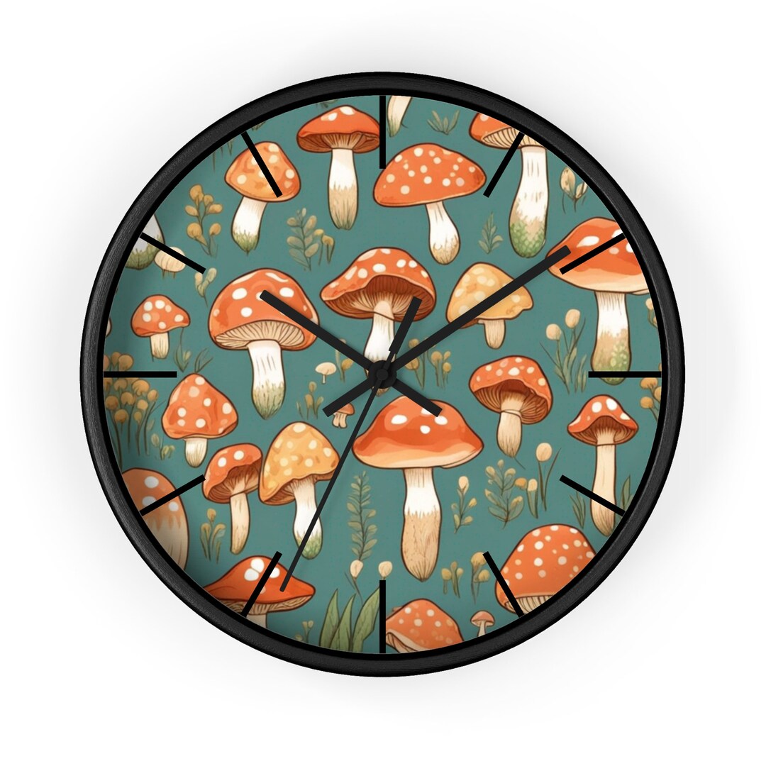Cottagecore Mushrooms Clock, Round Mushroom Clock, Decorative Cottage ...