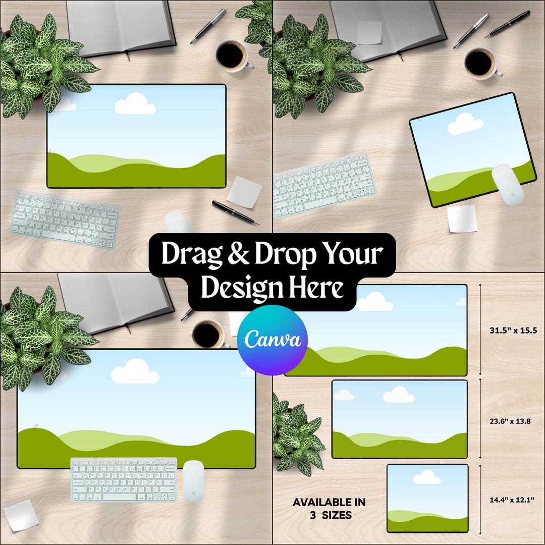 Desk Mat Size Chart & Mouse Pad Sizes Mockup Bundle | Mousepad Mock up ...
