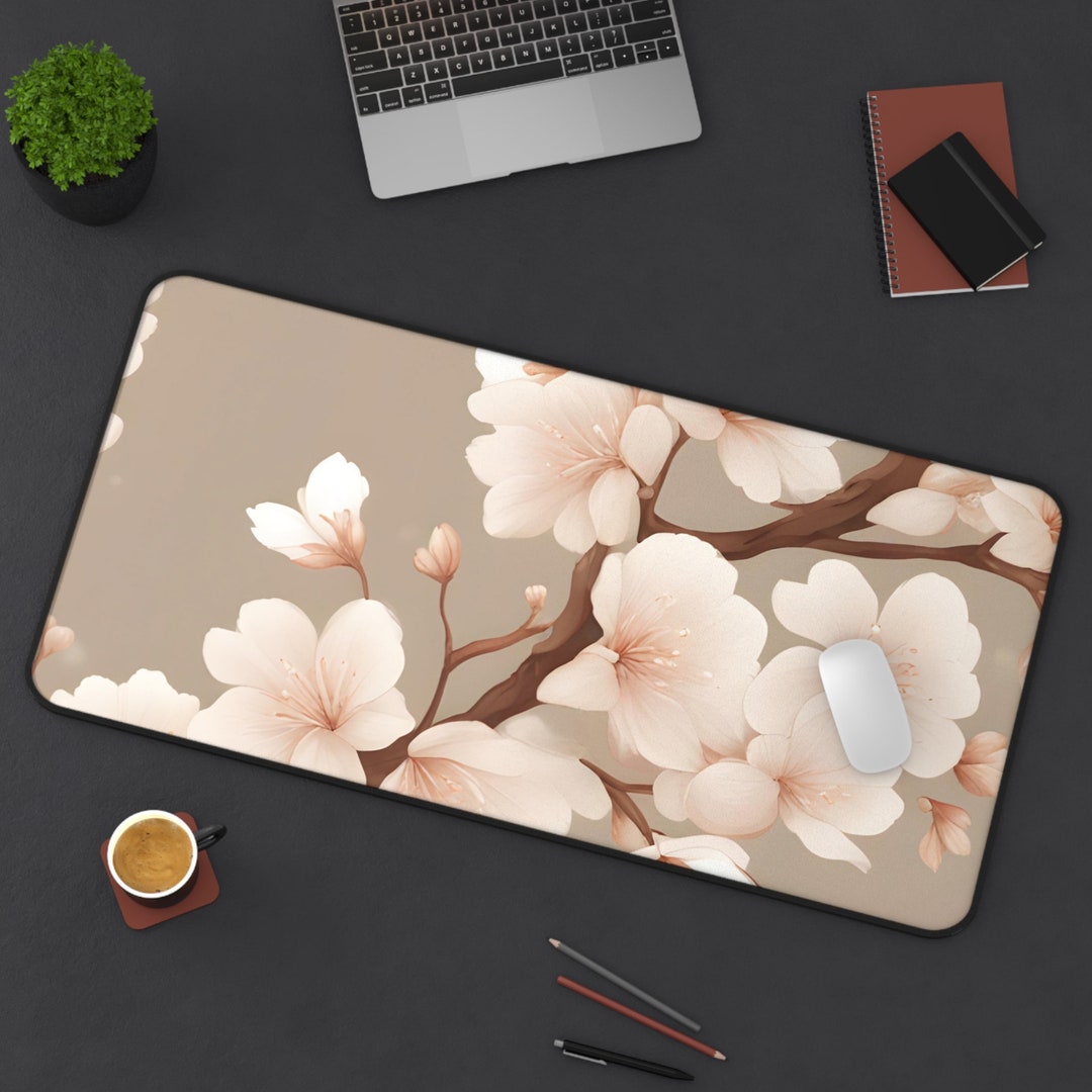 Sakura XXL Desk Mat, Beige XL Desk Mat Pad, Tree Big Keyboard Deskmat ...