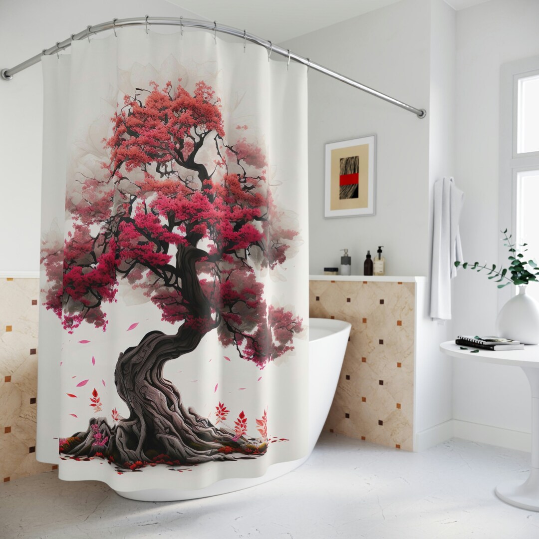 Sakura Shower Curtain Colorful Shower Curtain Bathroom - Etsy
