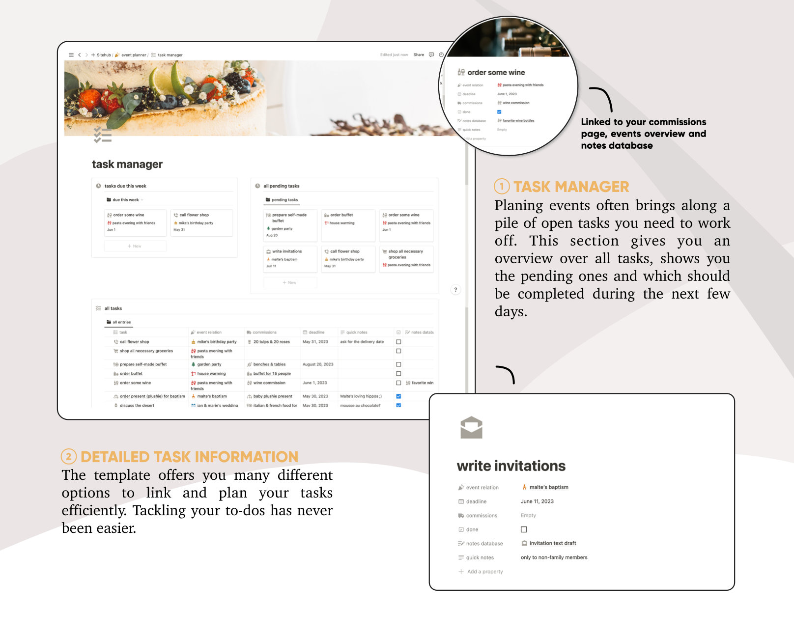 Notation Event Planner Template Aesthetic & Modern Design Editable ...