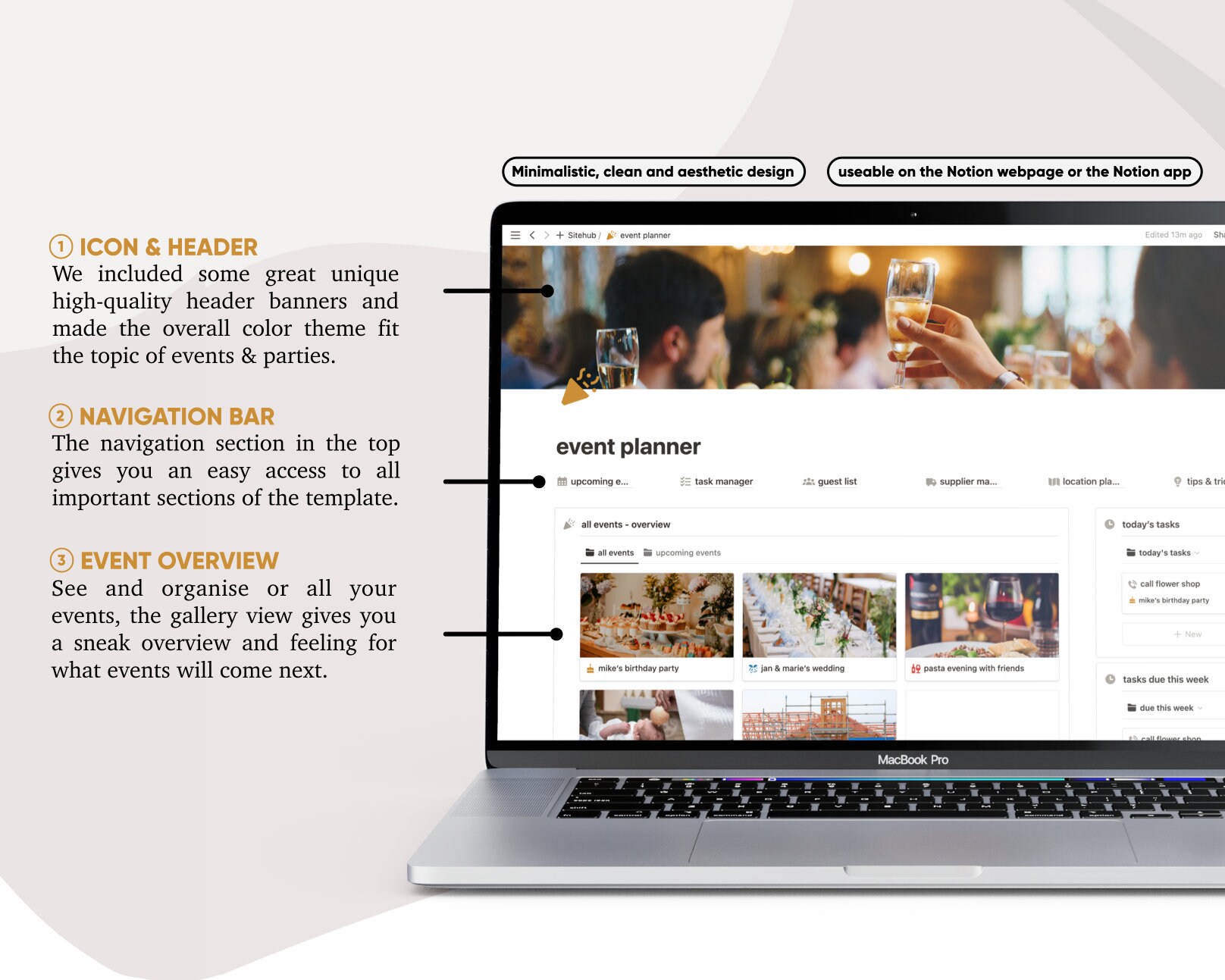 Notation Event Planner Template Aesthetic & Modern Design Editable ...