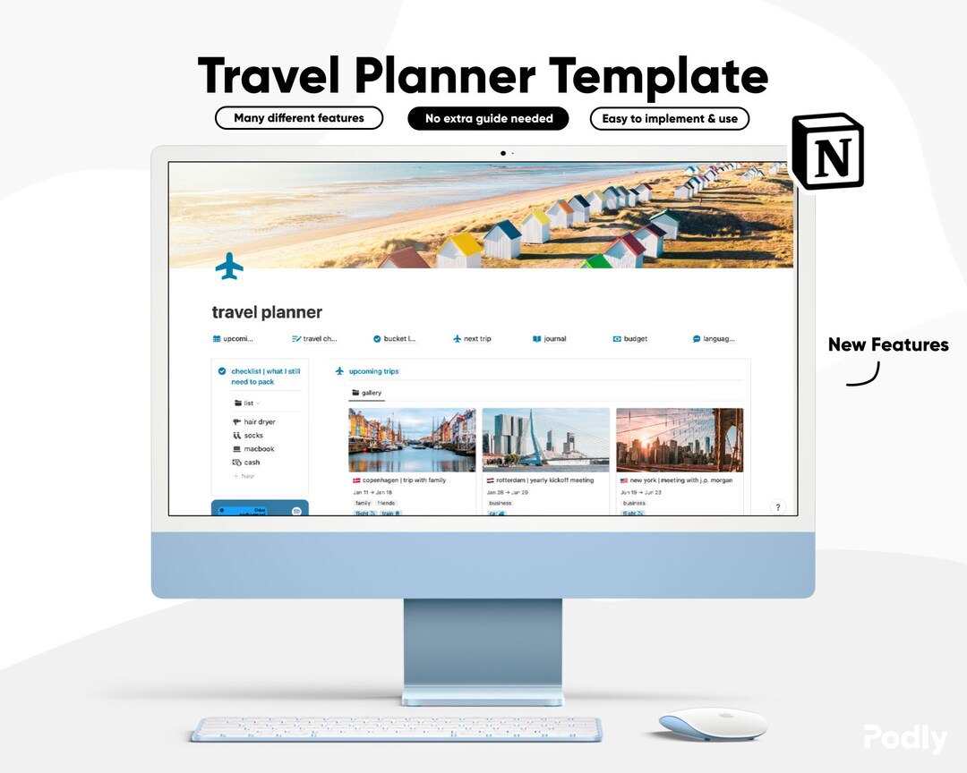 Notion Travel Planner Template aesthetic & modern design editable ...