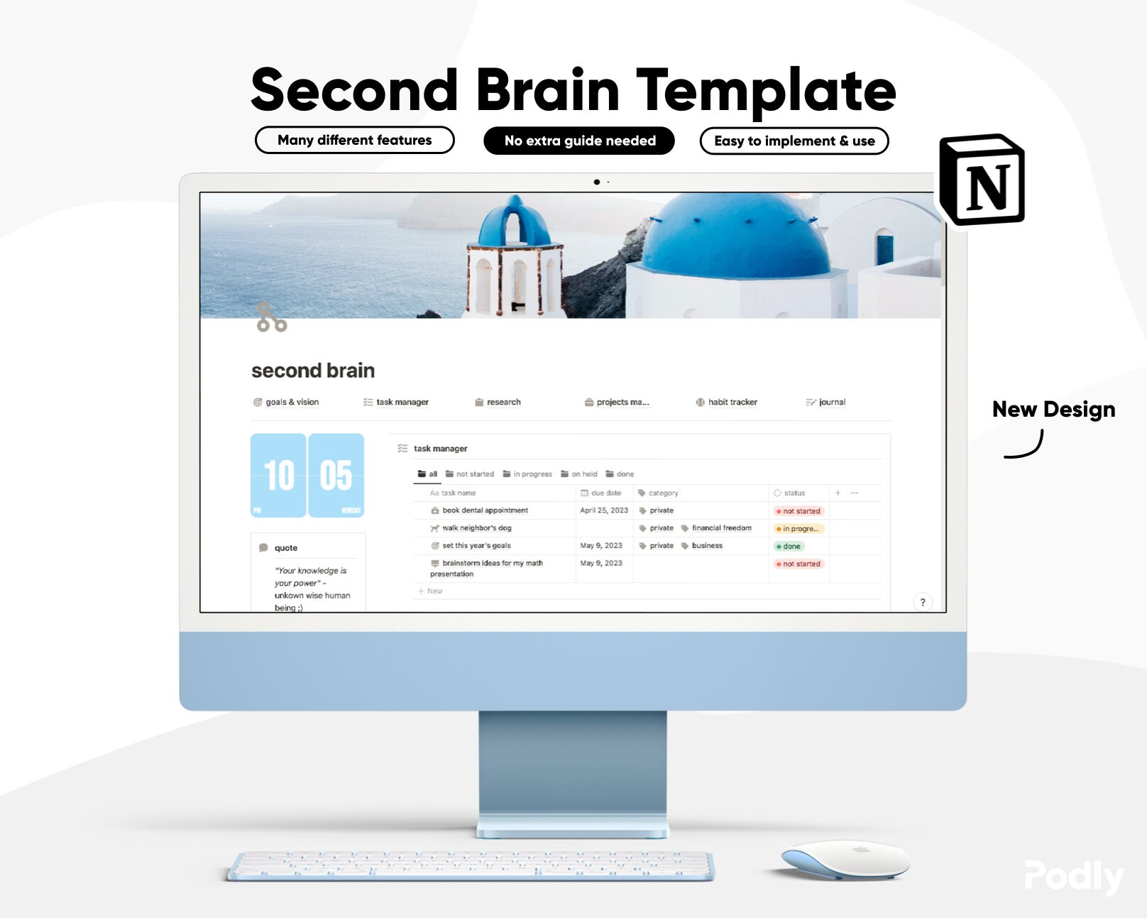 Notation Second Brain Template Notion Life Planner Productivity Tool Note Planner Research Habit ...