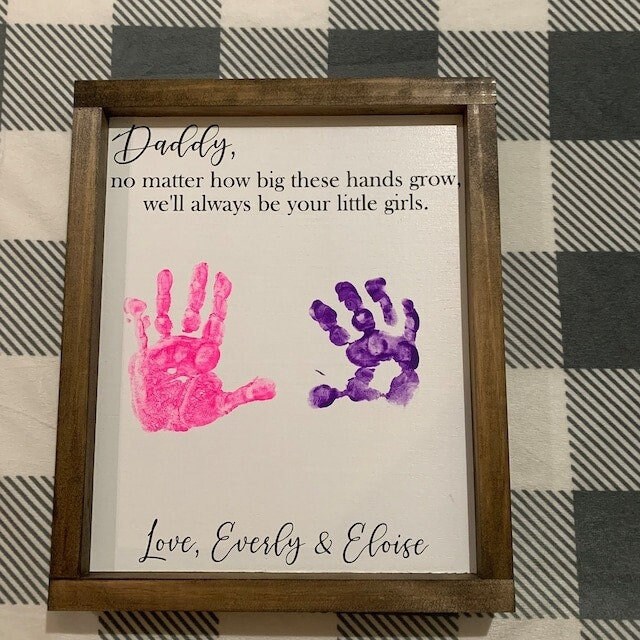 DAD, Father's Day Gift, Father's Day Wooden Sign, DIY Handprint Sign ...