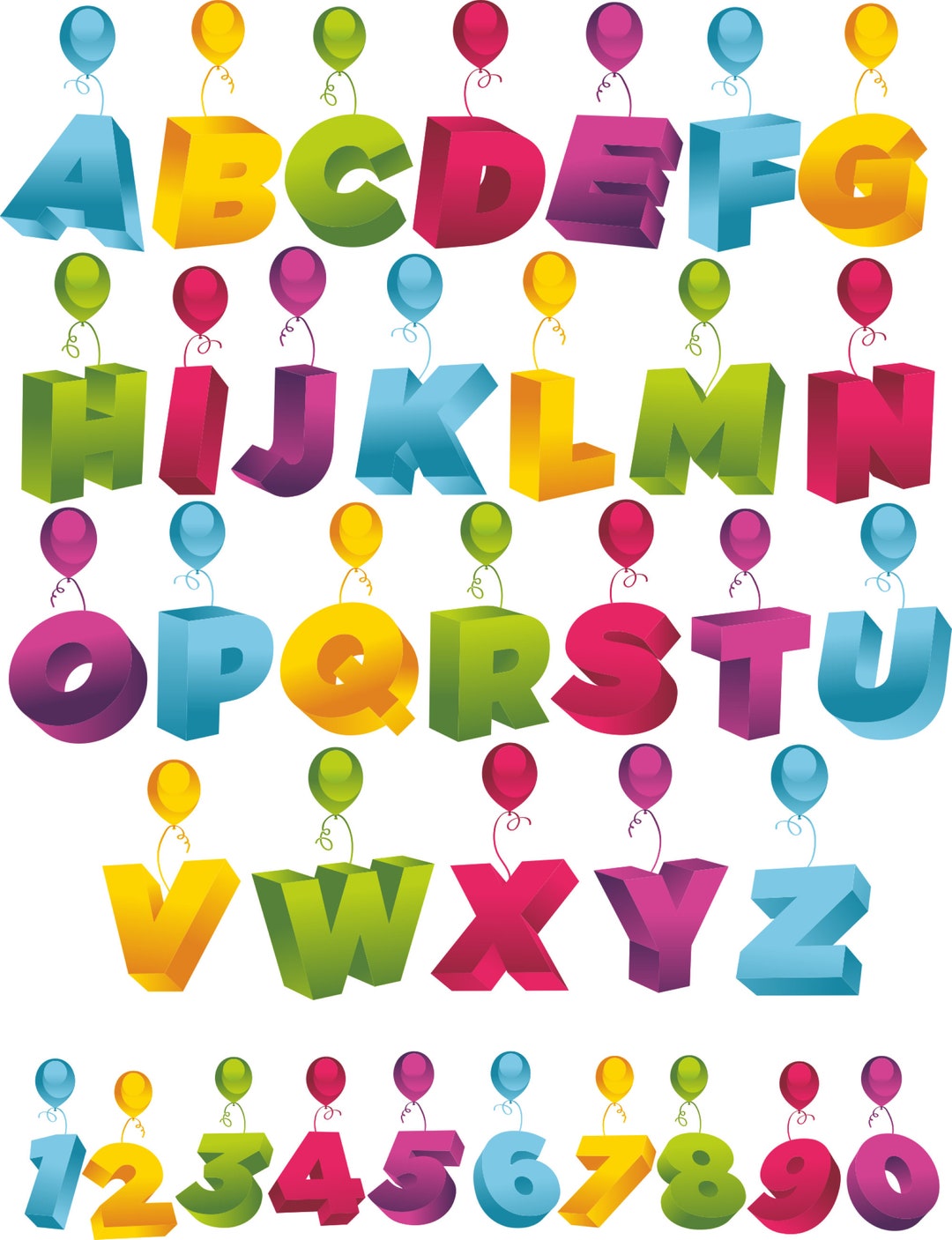 Alphabet With Balloons Svg, Alphabet Clipart, Svg Files, Vector Files ...