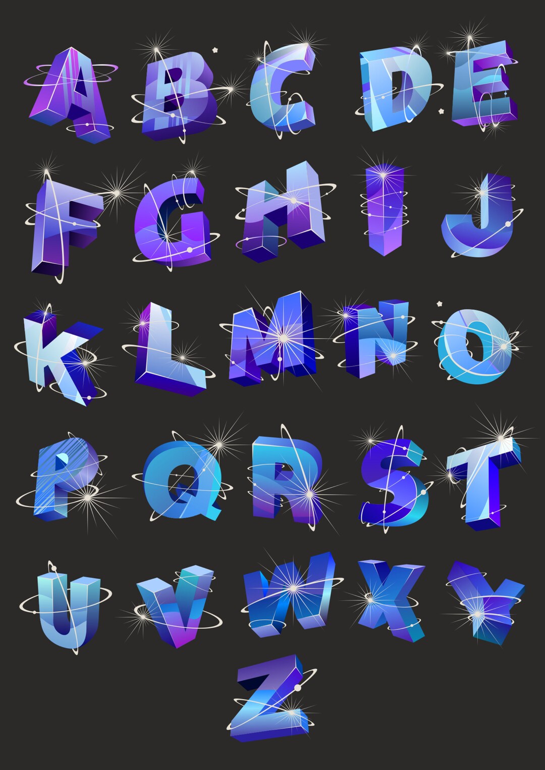 Sparkly Alphabet Svg Images, Alphabet Clipart, Svg Files, Vector Files ...