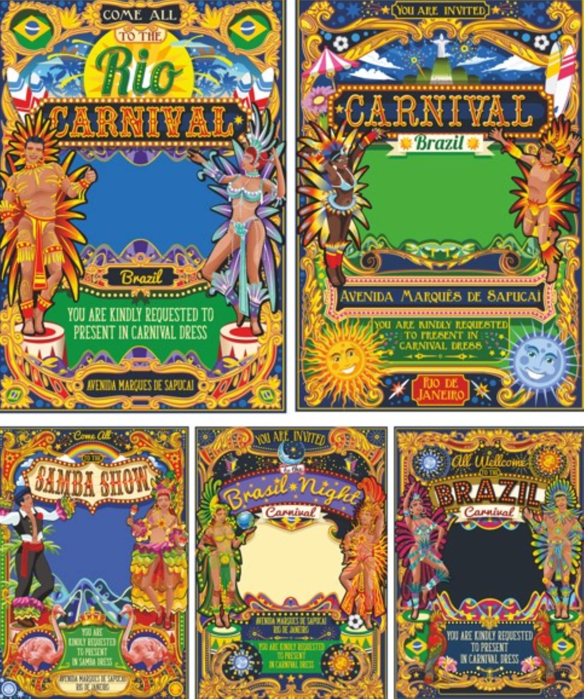South American Carnival Poster Cards Svg File, Carnival Posters, Svg ...